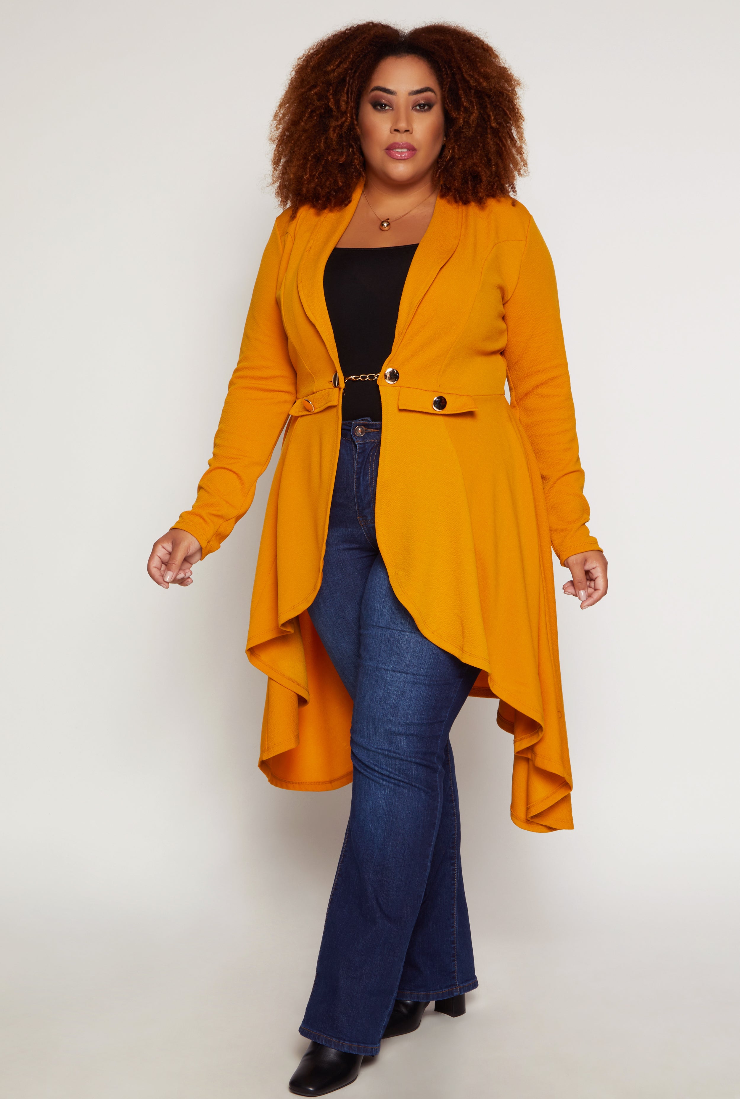 Plus Size Chain Button High Low Blazer - Walmart.com