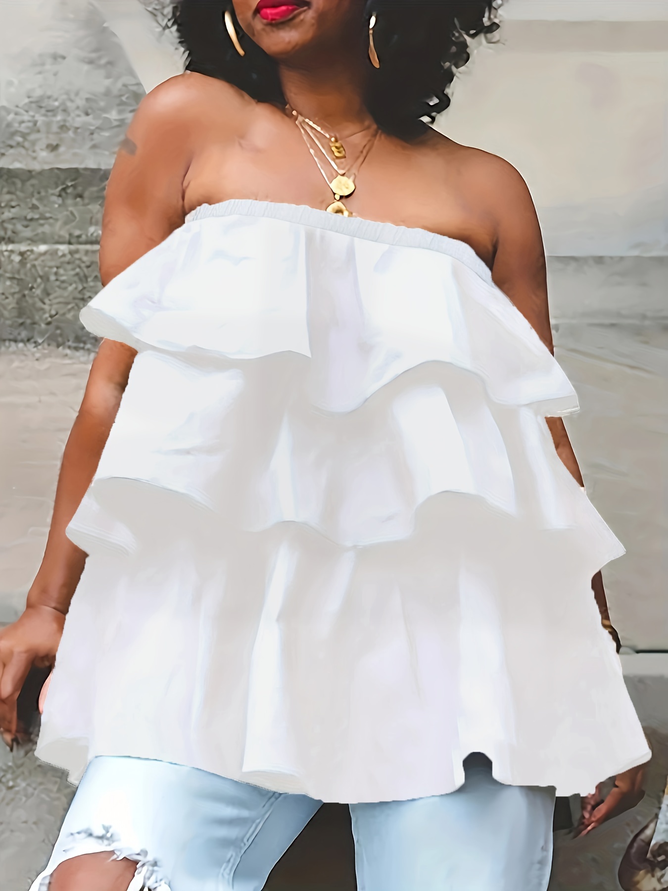 Plus Size Chic Black Tube Top with Layers – Comfortable, Versatile All ...