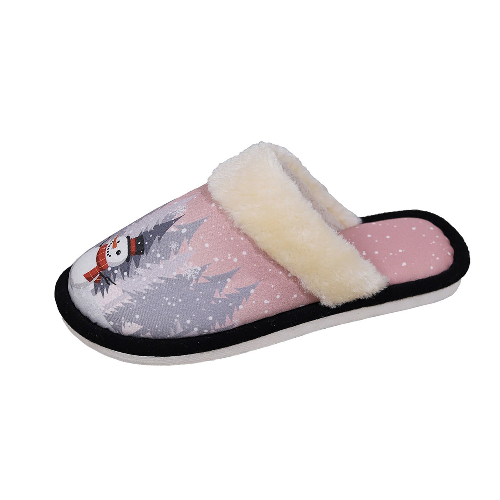 Plus Size Christmas Slippers for Women Men Cute Snowman Print Plush ...