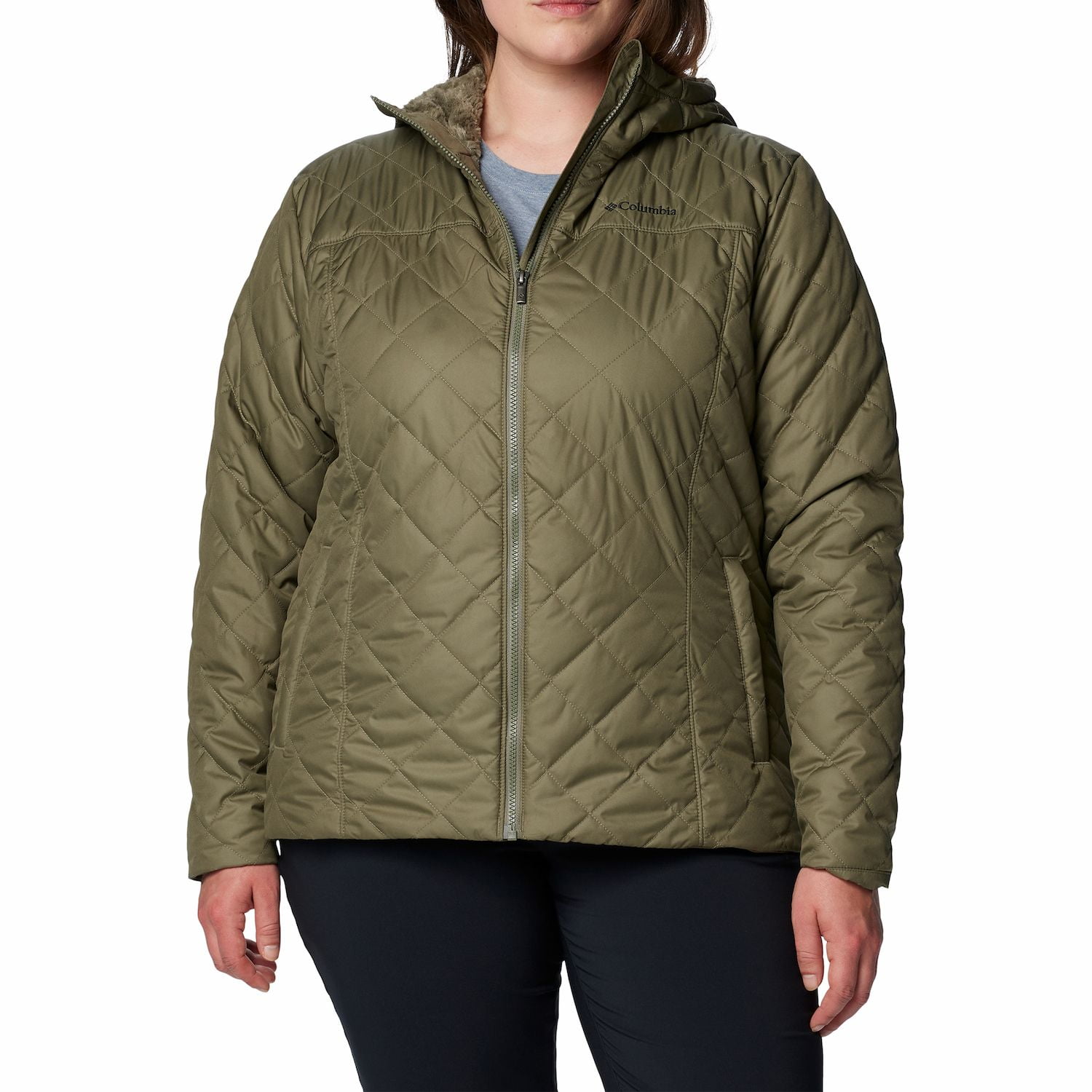 Plus Size Columbia Copper Crest II Hooded Jacket Color: Stone Green ...