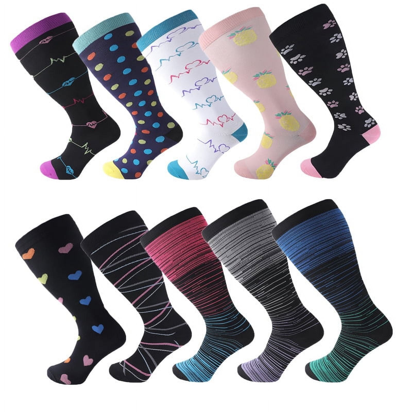 Vorkoi Plus Size Compression Socks Wide Calf for Women & Men 20-30 mmhg ...