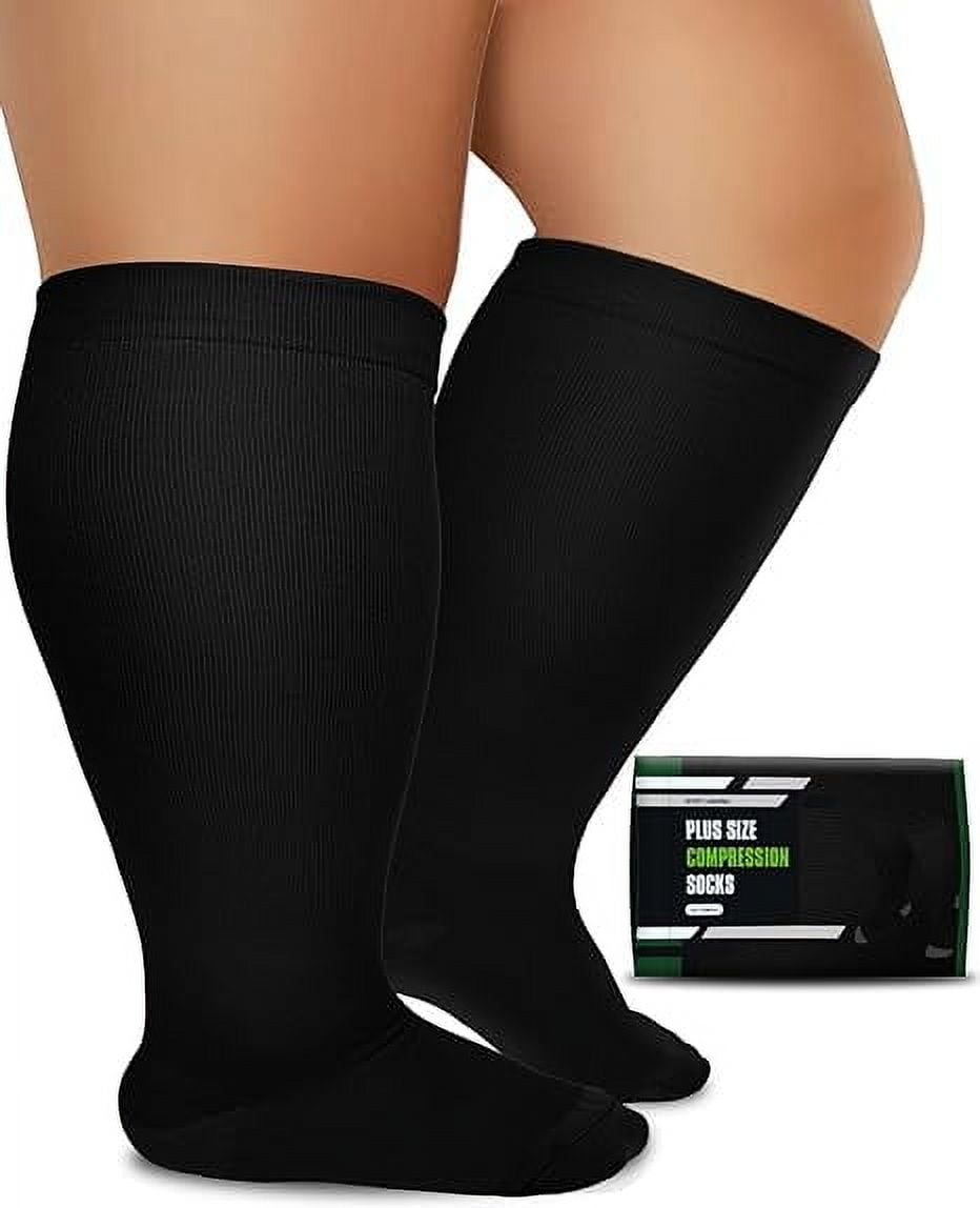 Plus Size Compression Socks for Women & Men, 15-20 mmhg Extra Wide Calf ...