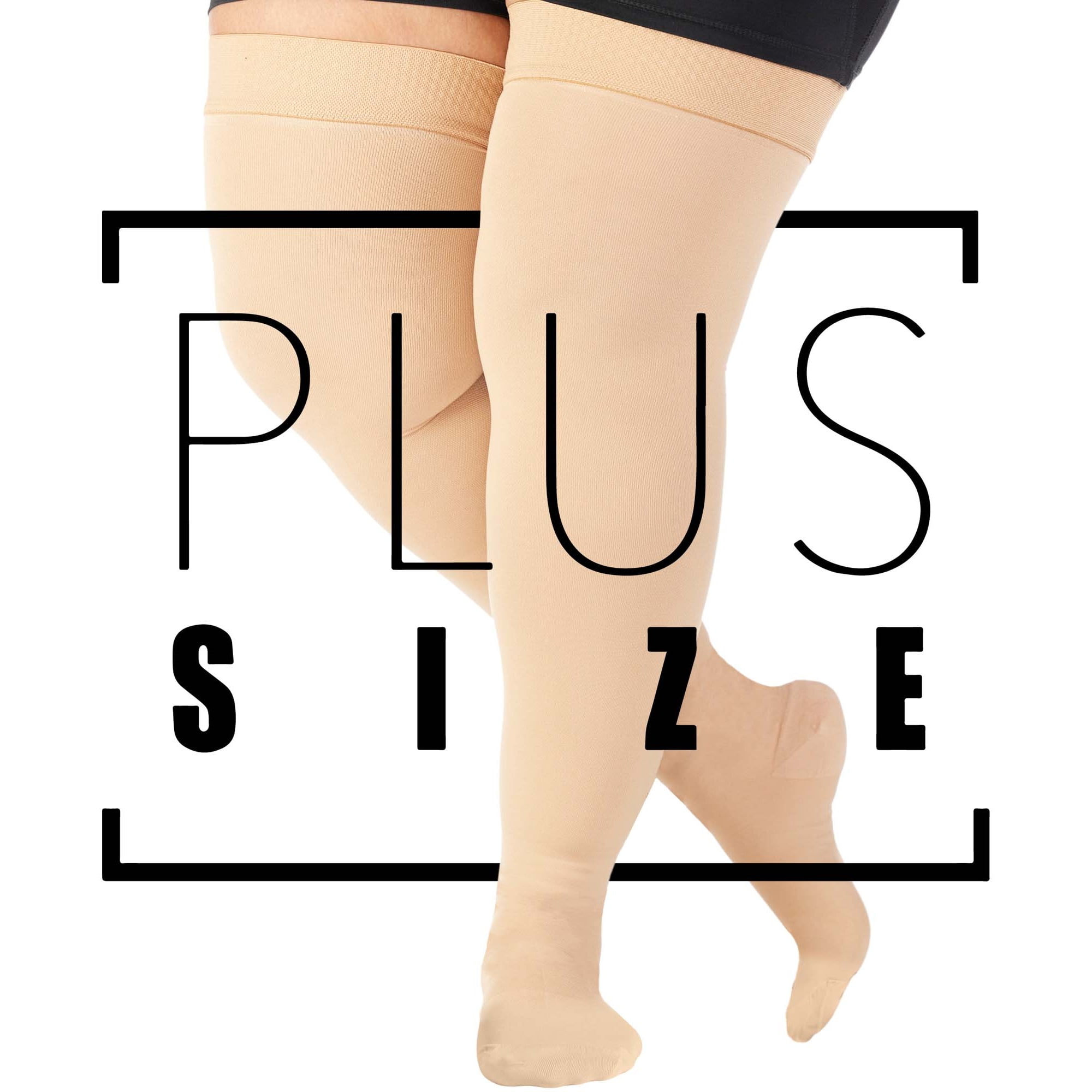 Plus Size Compression Thigh High for Men and Women 20-30mmHg - Beige ...