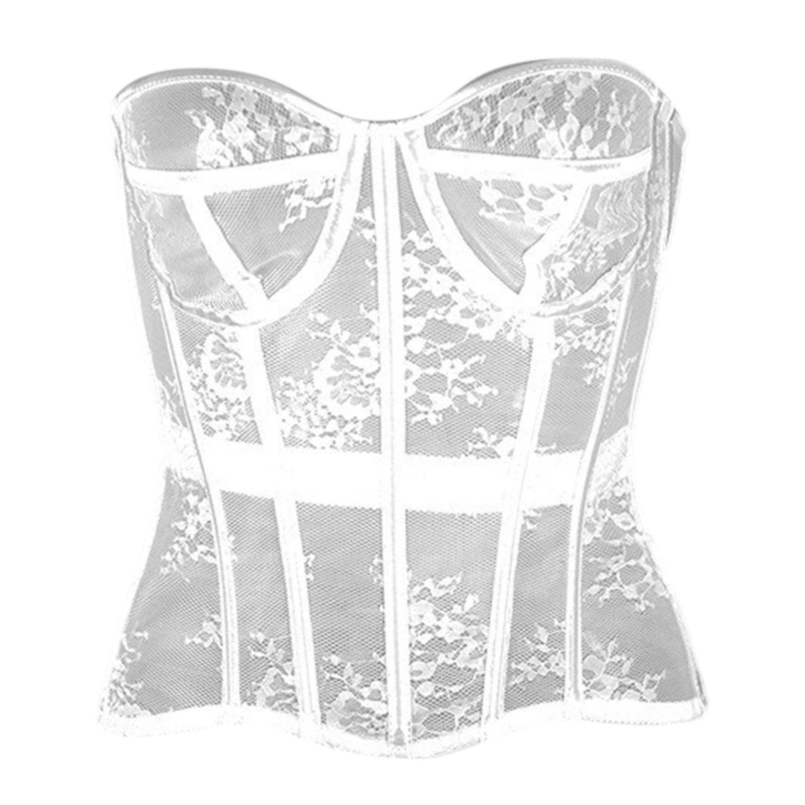 Plus Size Corset Top Lace Corset Top Tummy Control Hook and Eye Closure ...