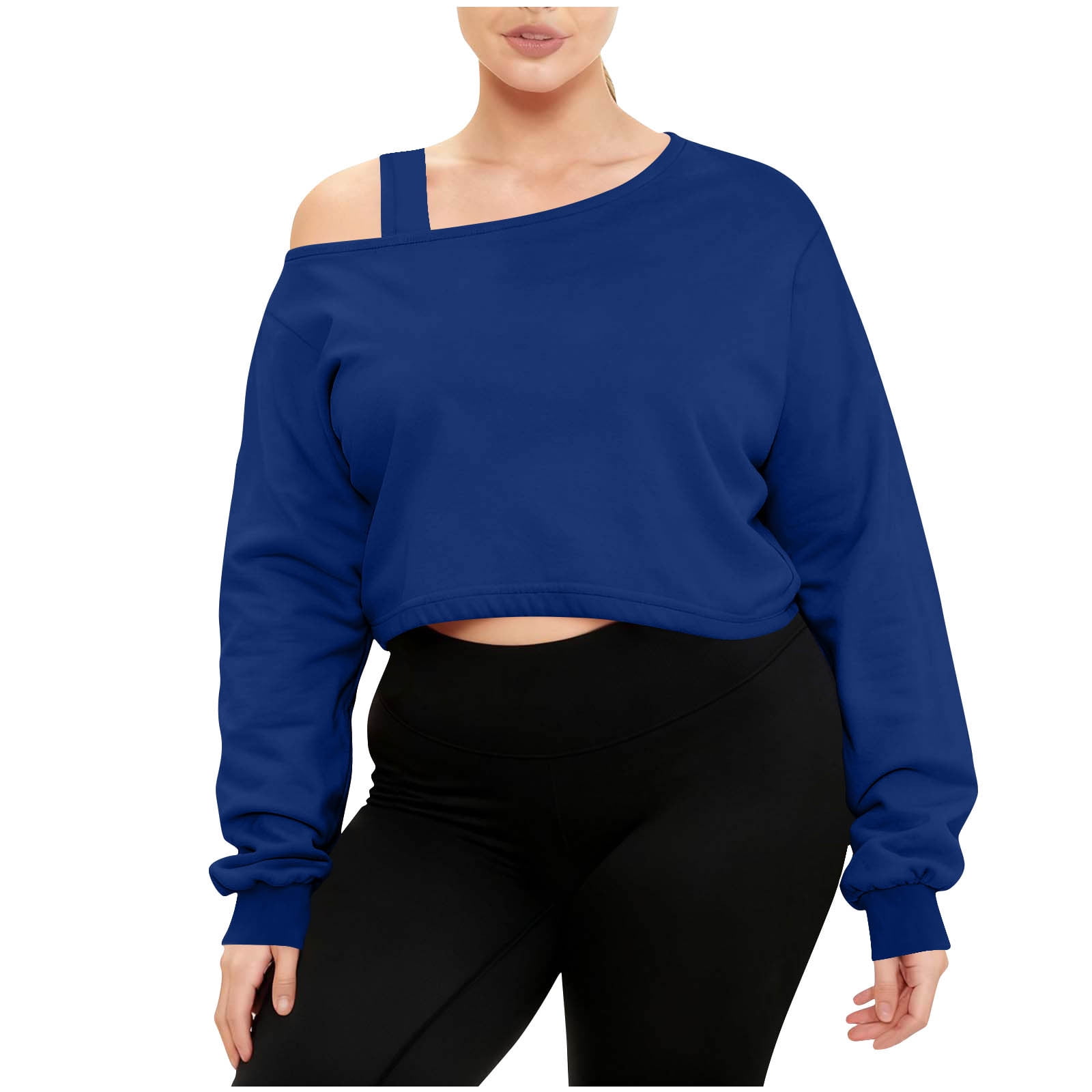 Plus Size Cropped Sweatshirt for Women Off the Shoulder Sweatshirts ...