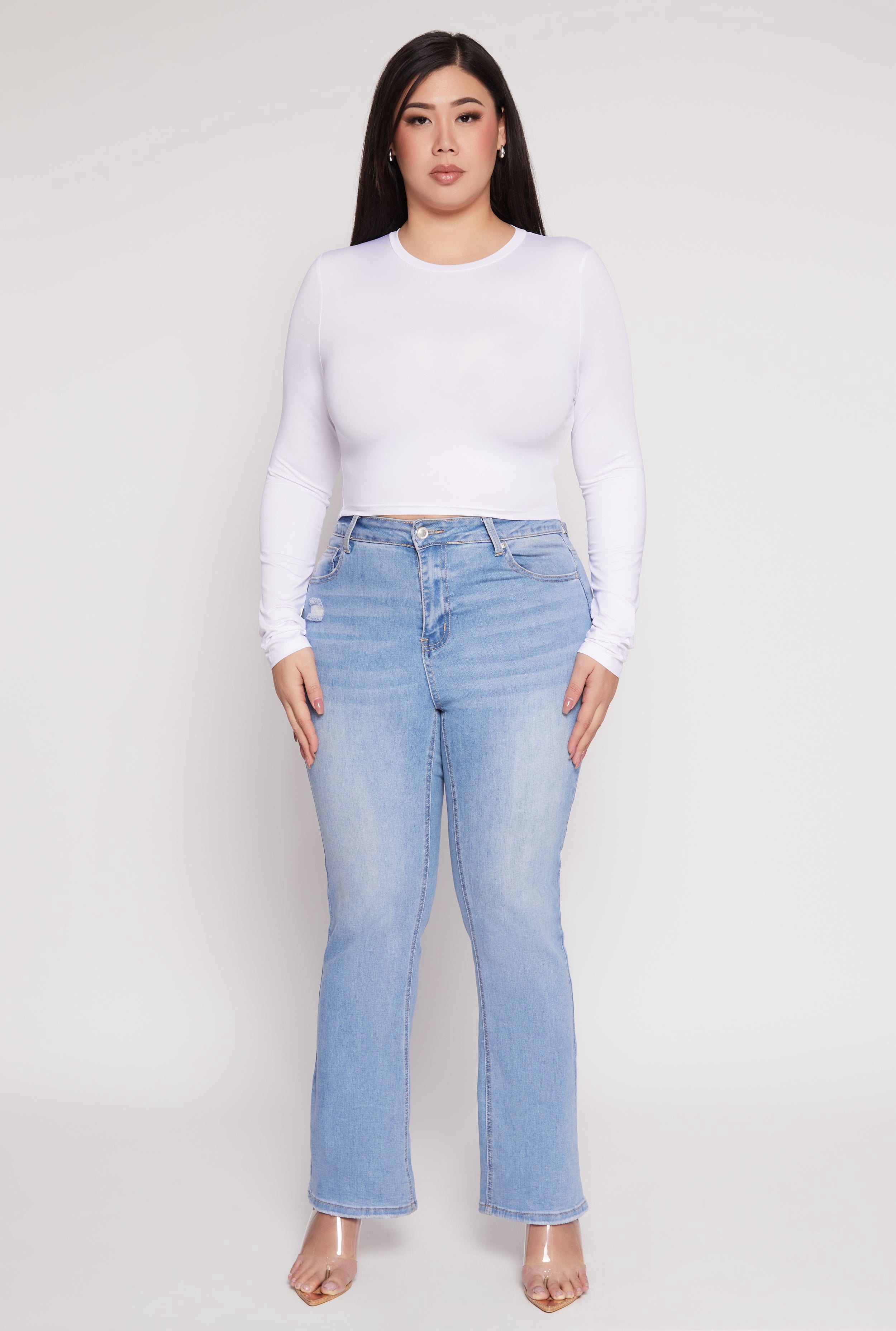Rainbow Female Adult Plus Size Daisy Long Sleeve Crop Top Daisy, Long ...