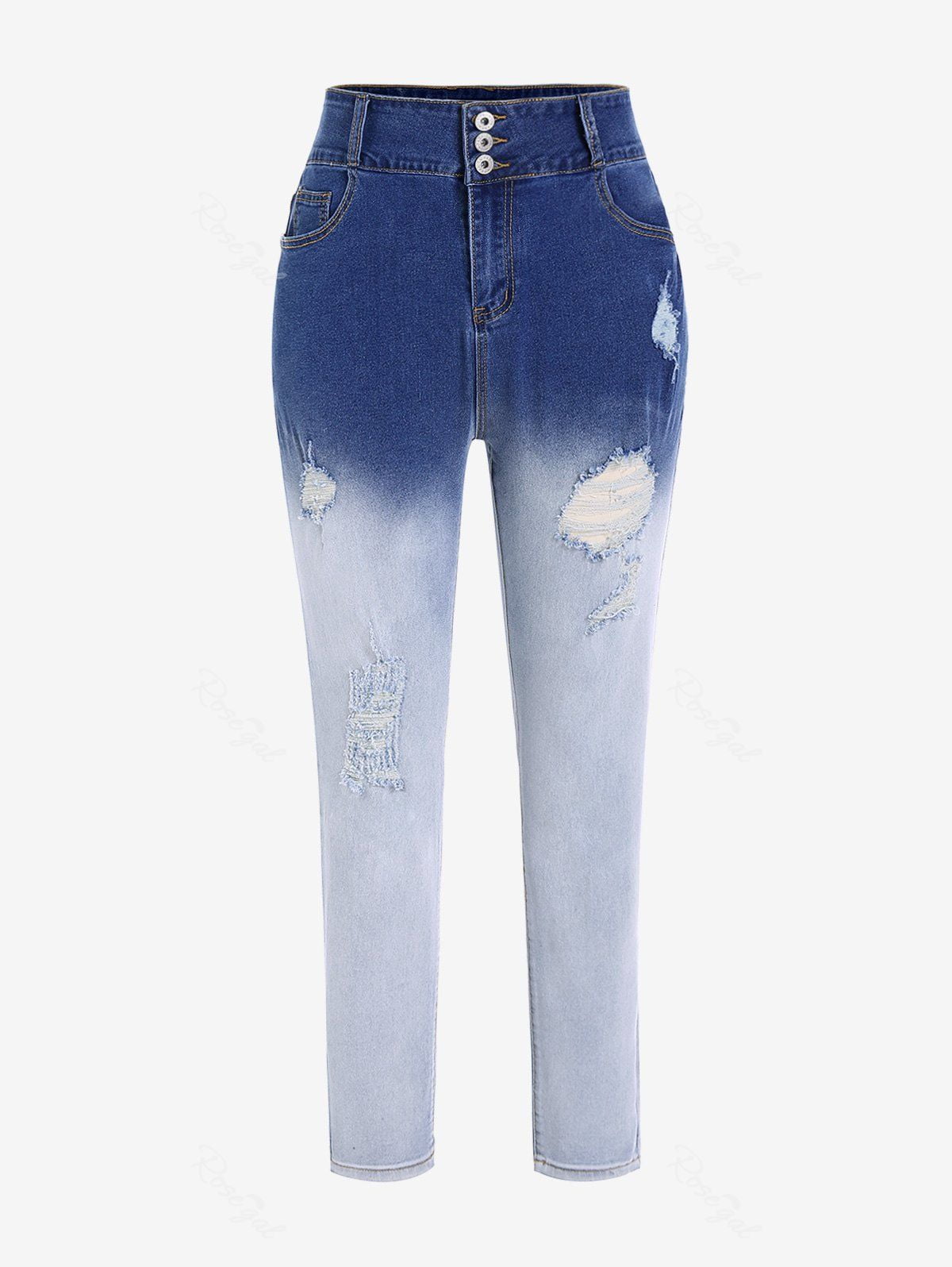 Plus Size Dip Dye Ripped Jeans - Walmart.com