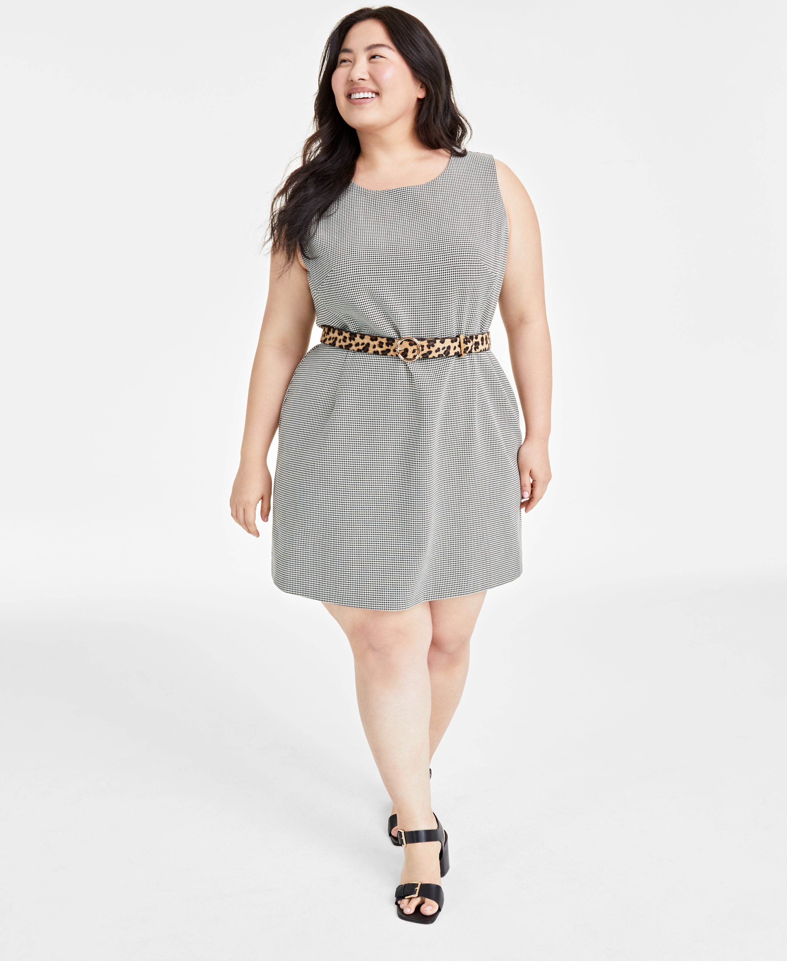 Plus Size Double-Weave Sheath Dress Black Alabaster Combo 20W - Walmart.com