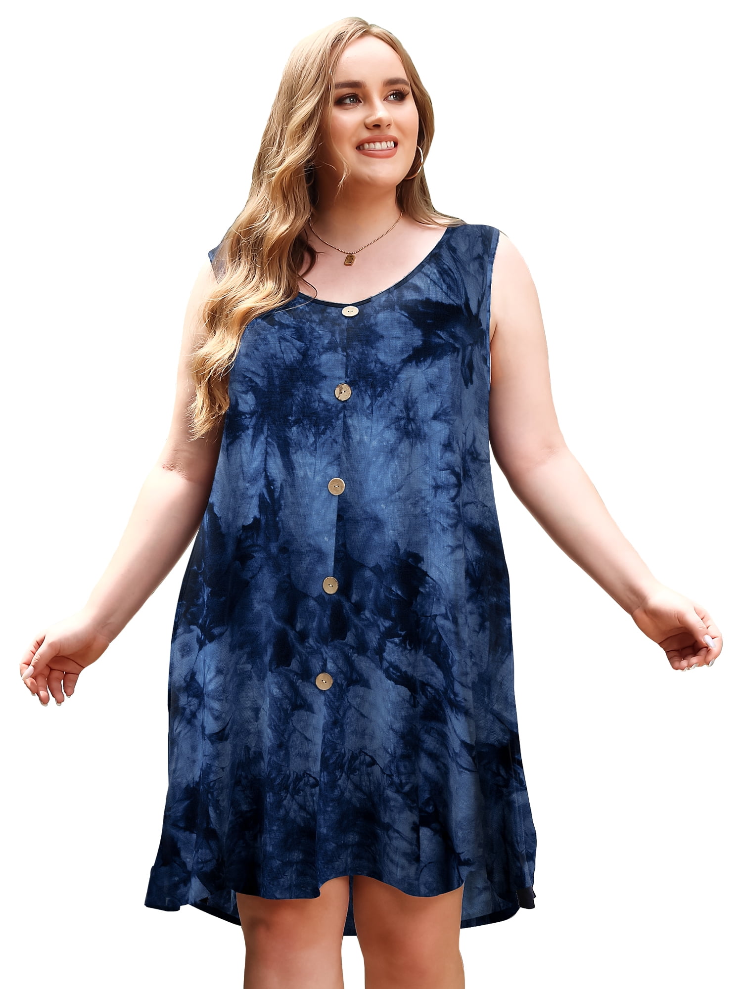 Plus Size Dresses 3X for Women, VEPKUL Sleeveless Tank Dress Casual ...