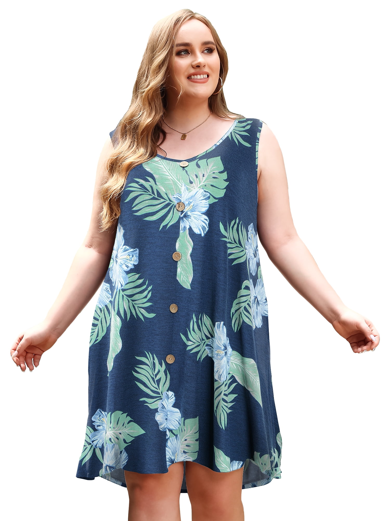 Plus Size Dresses 4X for Women, VEPKUL Sleeveless Tank Dress Casual ...