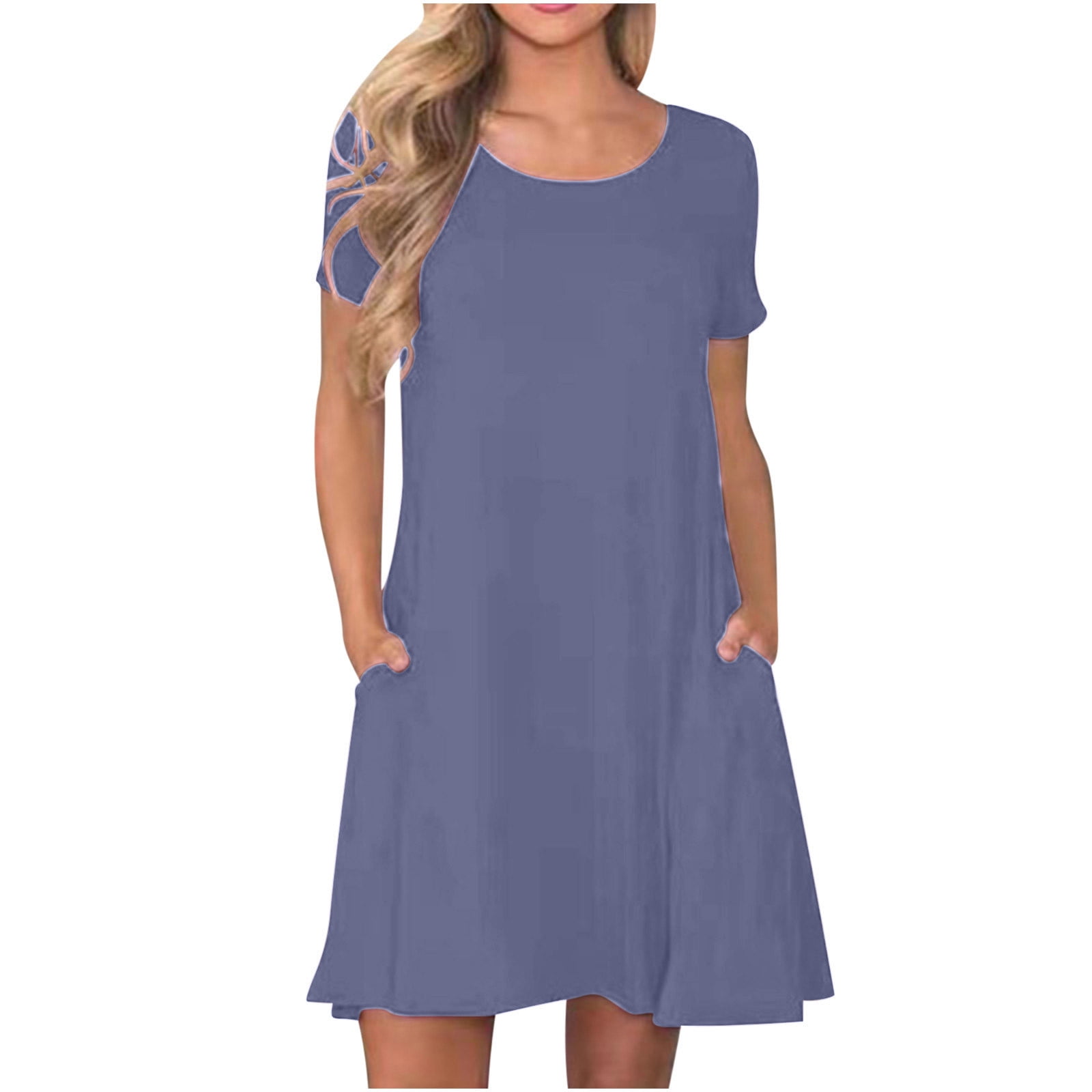 Plus Size Dresses for Curvy Women Fashion Women Summer Casual Round ...