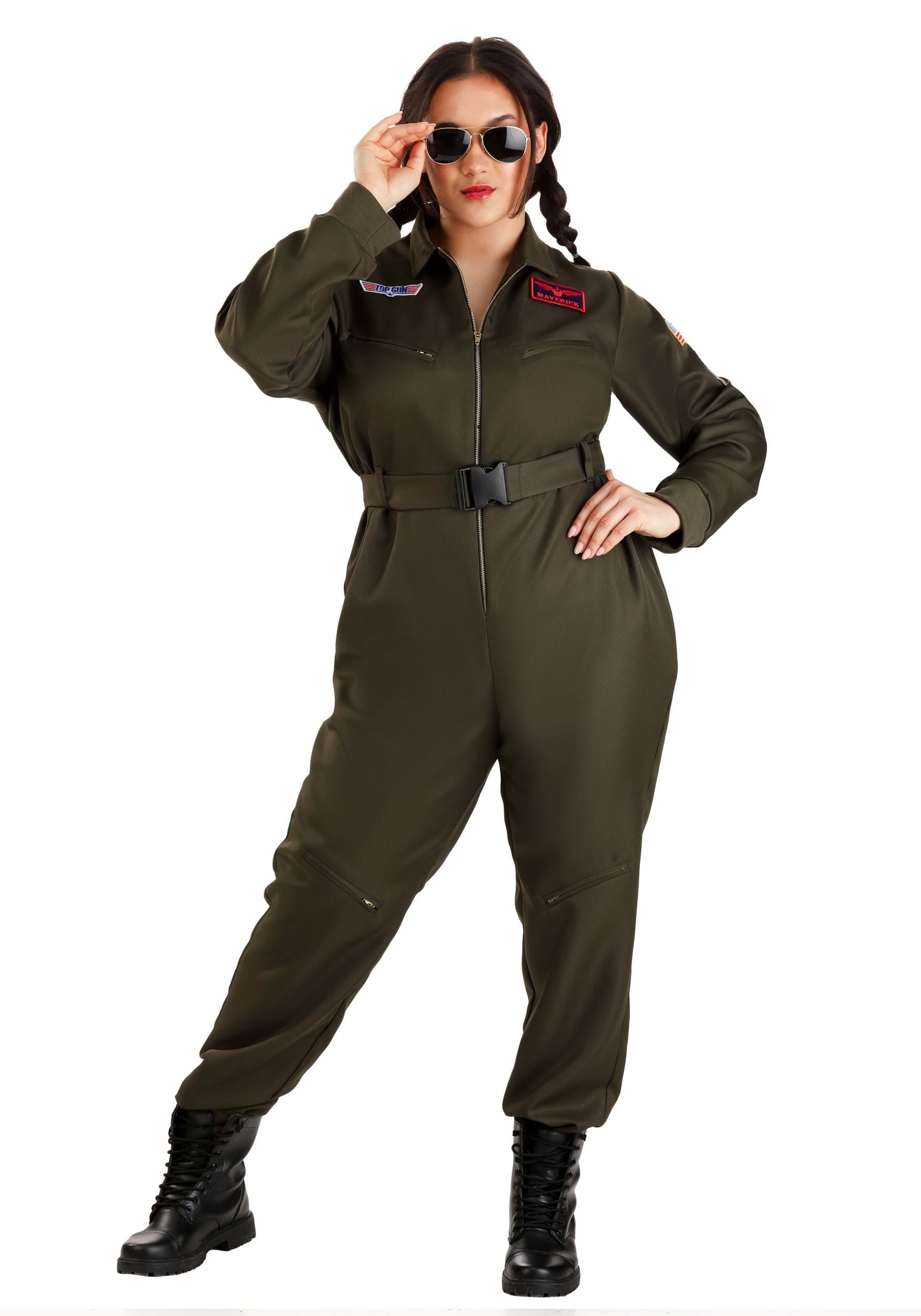 Plus Size Flight Suit Top Gun Costume for Women - Walmart.com
