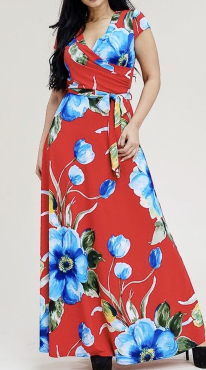 Plus Size Floral Maxi Dress - Walmart.com
