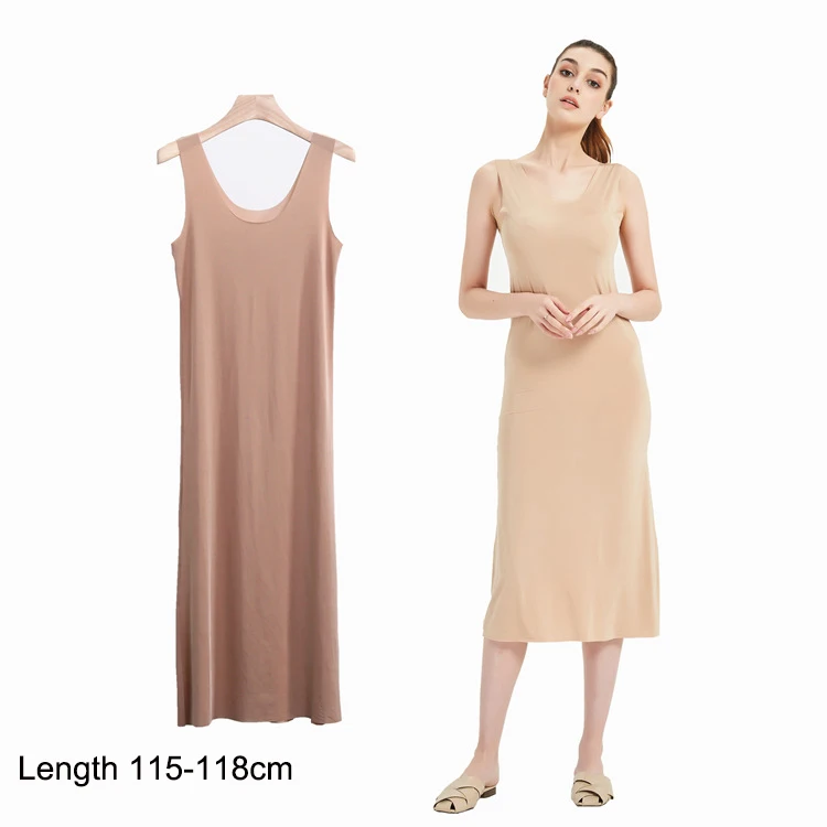 Plus Size Full Slips Dresses For Women Summer Thin Seamless Ice Silk ...