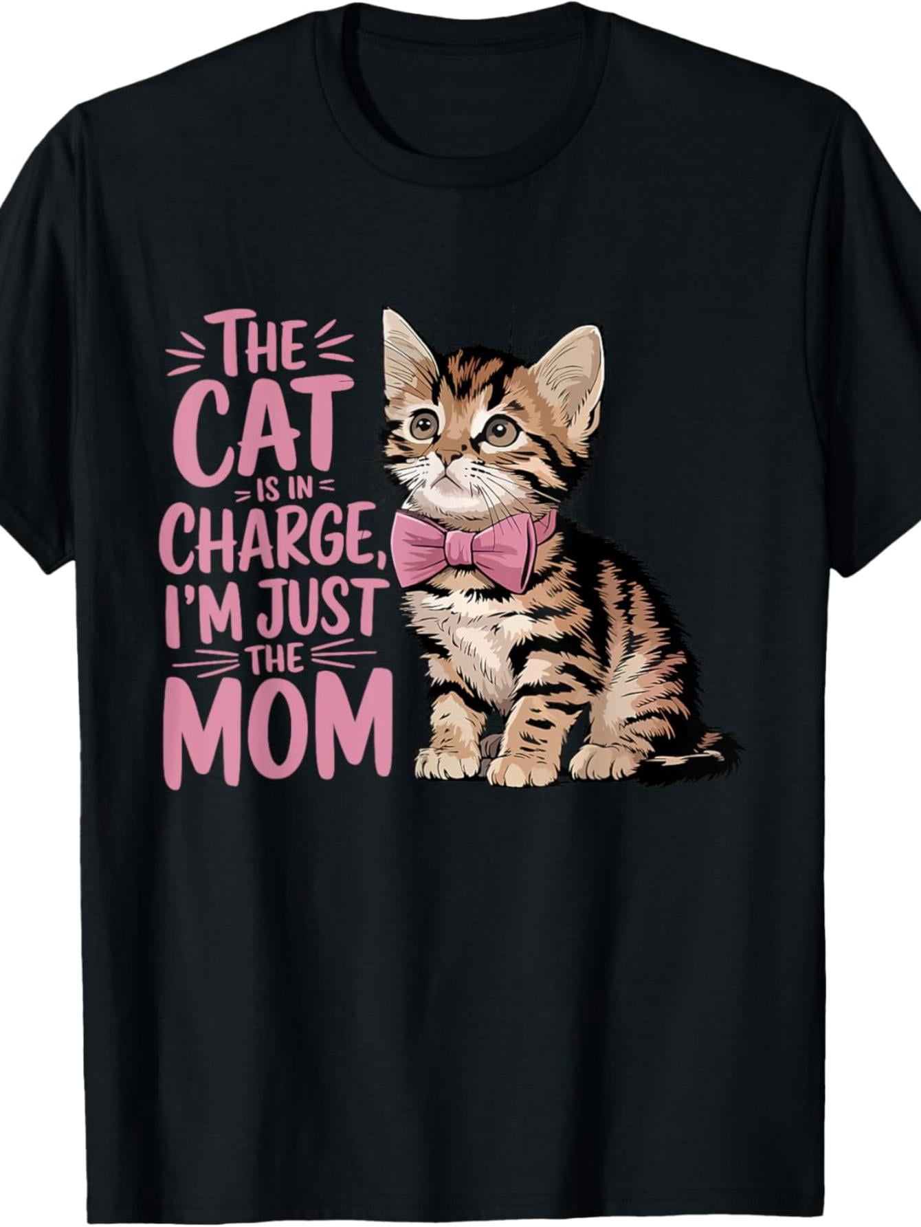 Plus Size Funny Cat Mom T-Shirt Suitable for Cat Lovers, Spotted Kitten ...