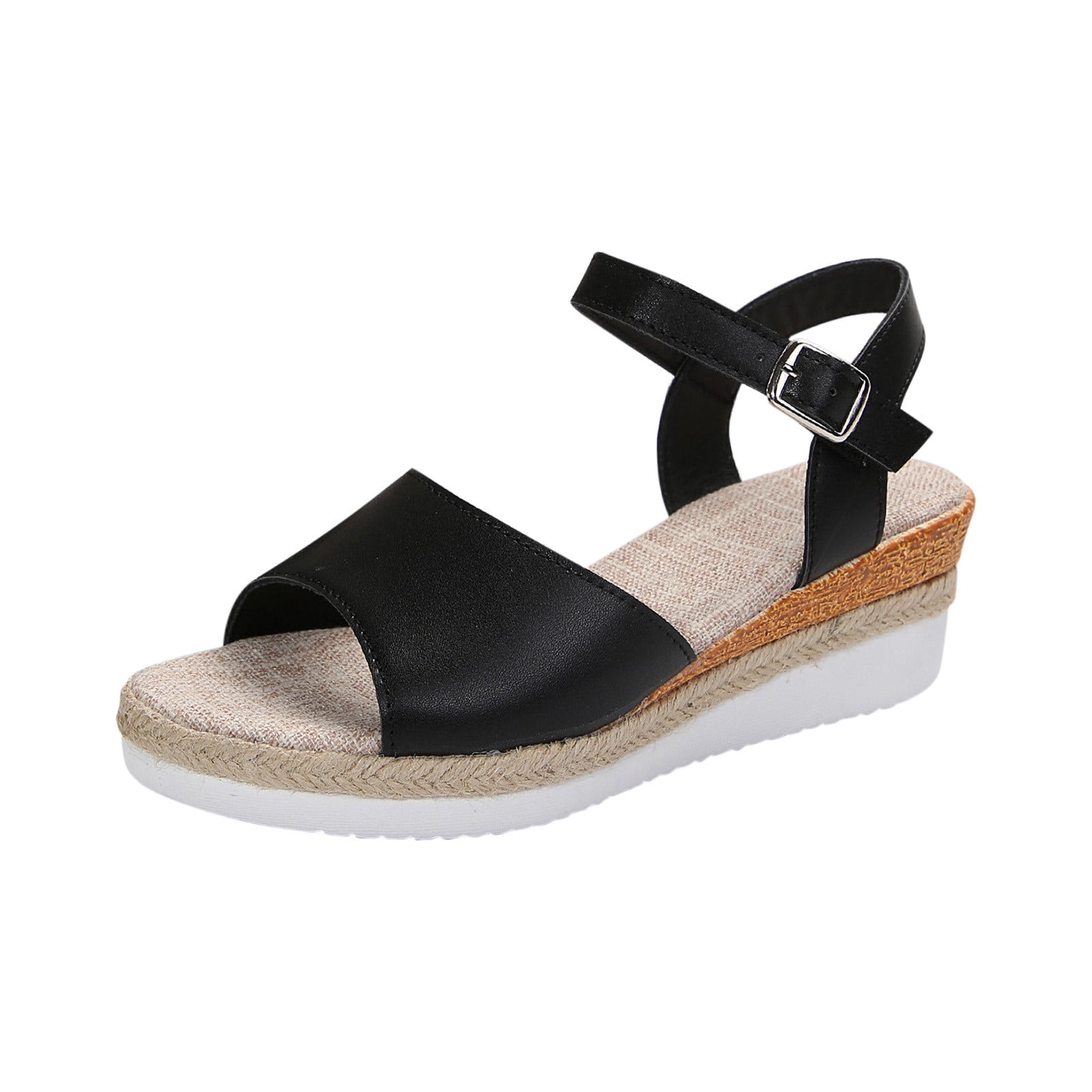 Plus Size Grass Woven High Heeled Womens Sandals Thick Soles Fish Mouth ...