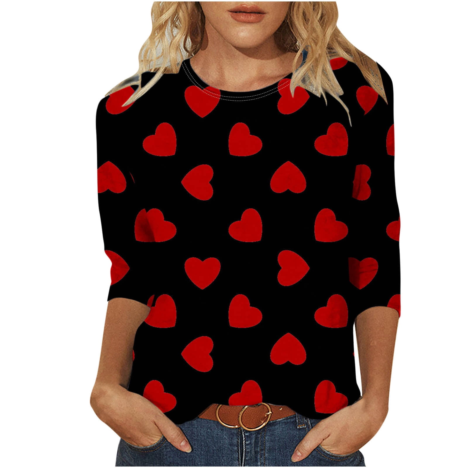Plus Size Heart Outfits for Women's Valentine's Day T-Shirt Cute Trendy ...