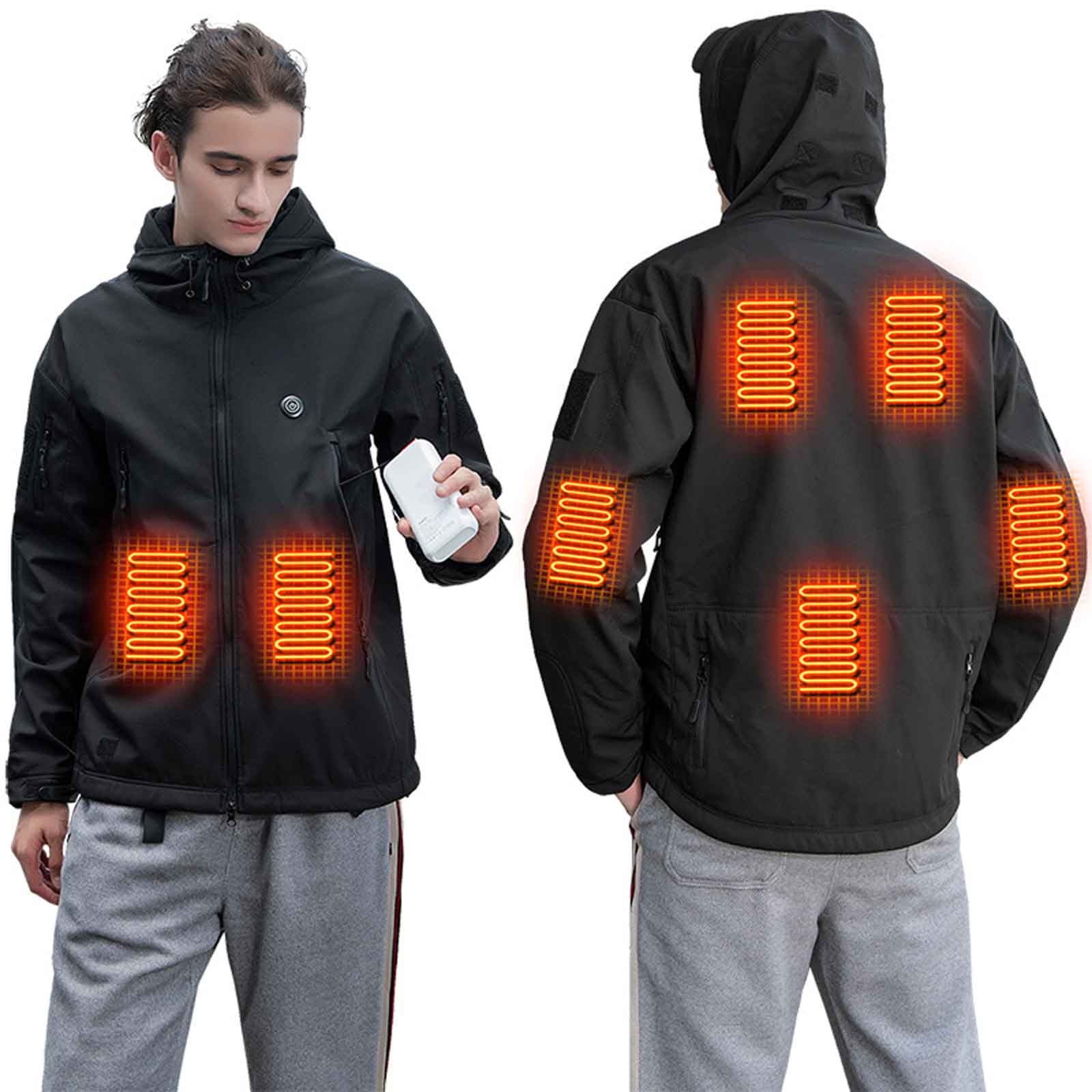 Plus Size Heated Jackets for Men Adult Fashion Plush Heating Loose Long ...