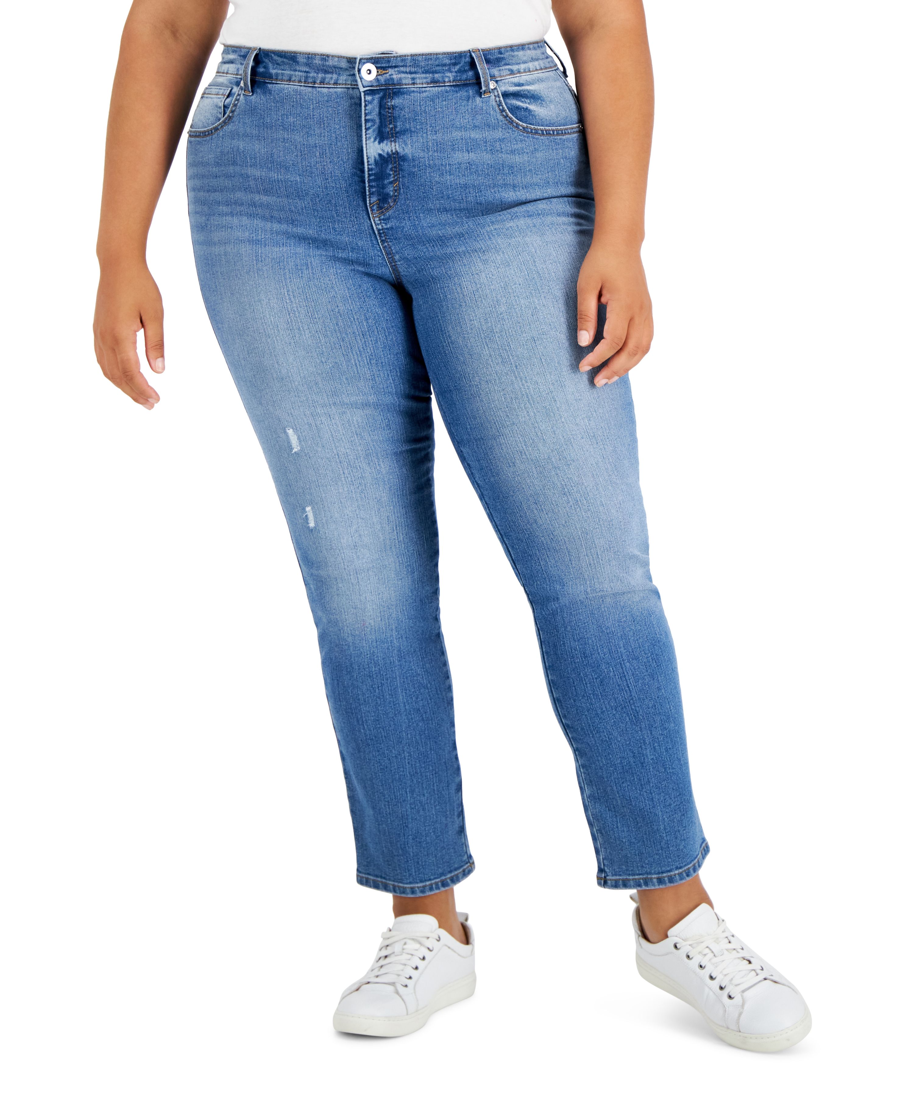 Plus Size High-Rise Straight Jeans Sparkle N Shine 18W - Walmart.com