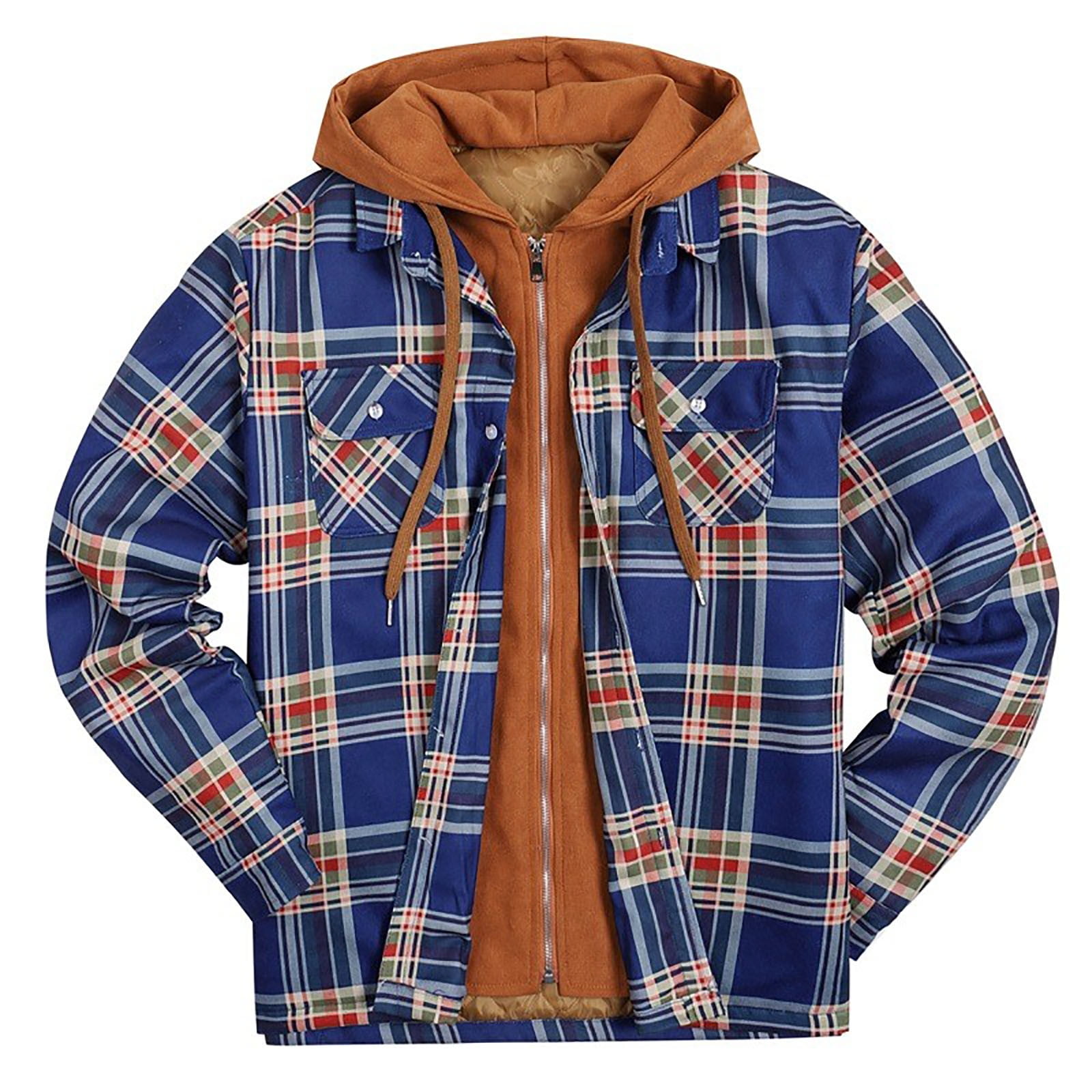 Plus Size Jackets for Men Clearance Plaid Flannel Jacket Winter Coat ...