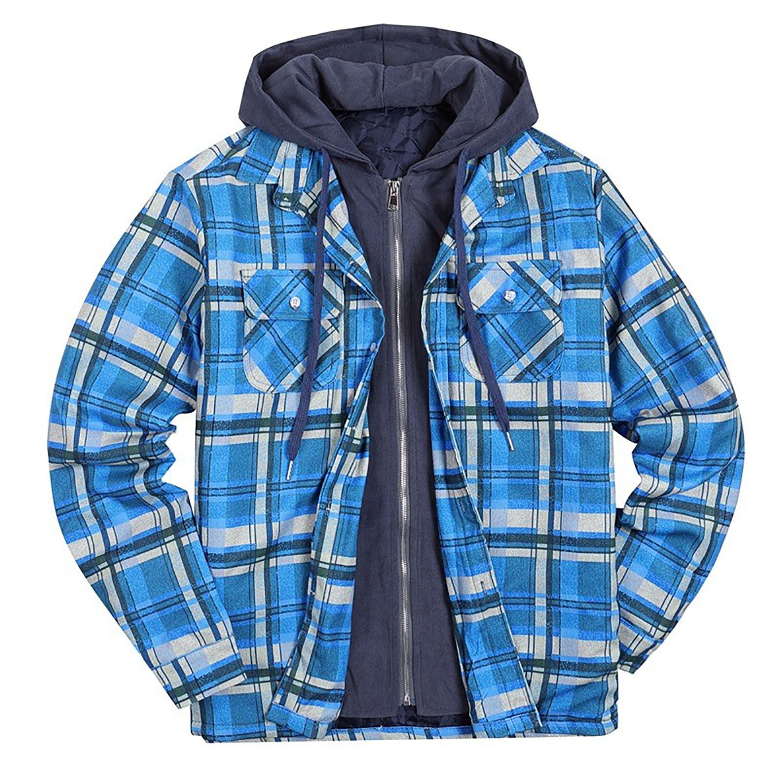 Plus Size Jackets for Men Clearance Plaid Flannel Jacket Winter Coat ...