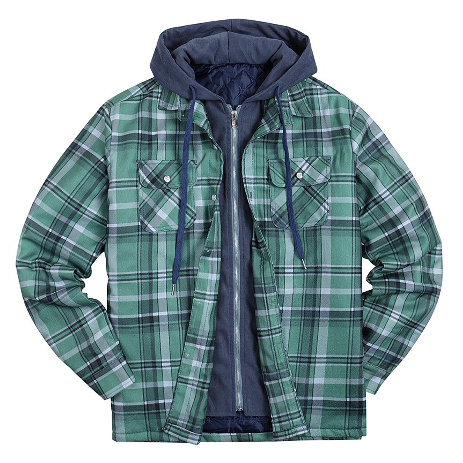 Plus Size Jackets for Men Clearance Plaid Flannel Jacket Winter Coat ...