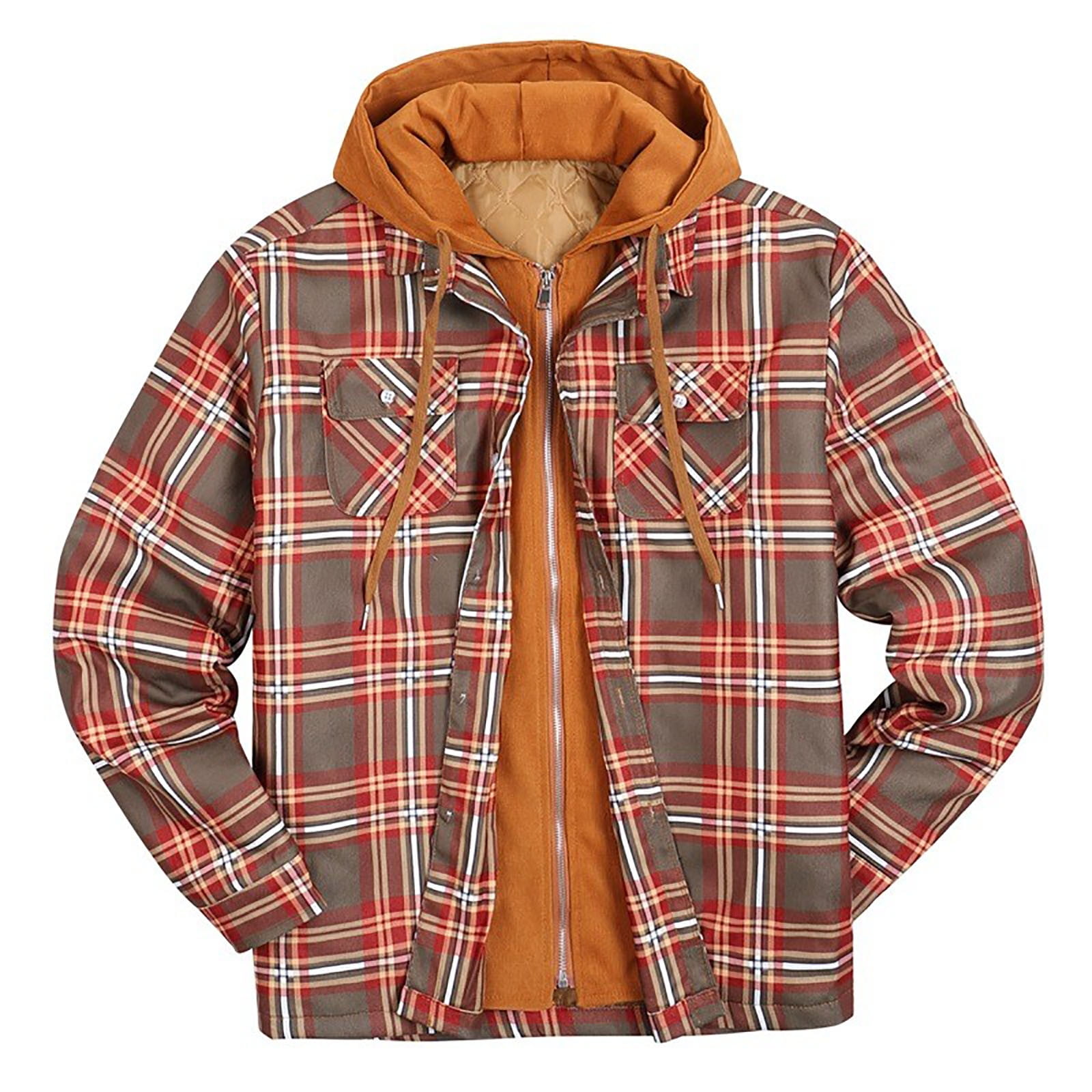 Plus Size Jackets for Men Clearance Plaid Flannel Jacket Winter Coat ...