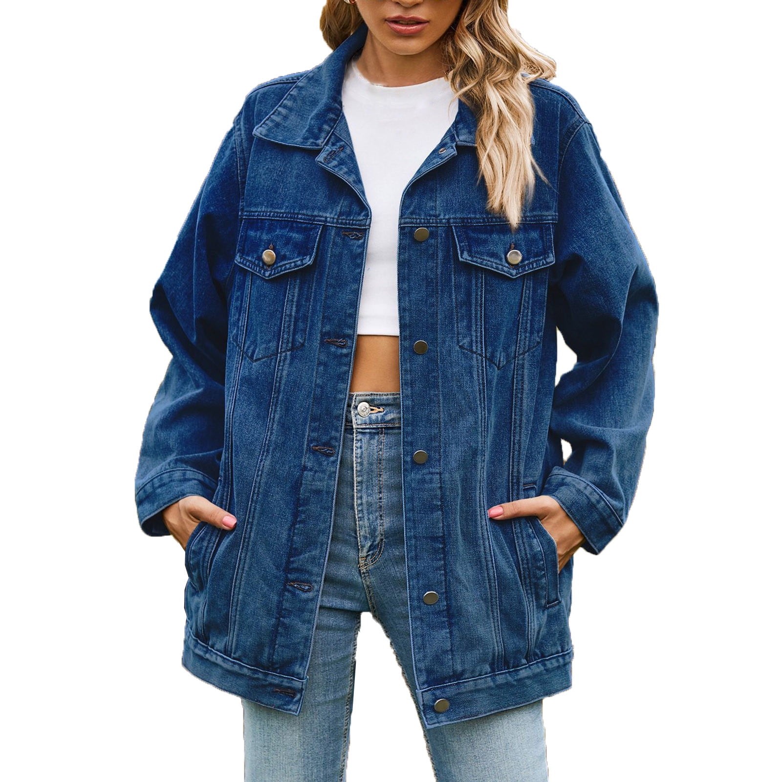 Plus Size Jean Jacket Womens Plus Denim Stretch Denim Jacket, Women's ...