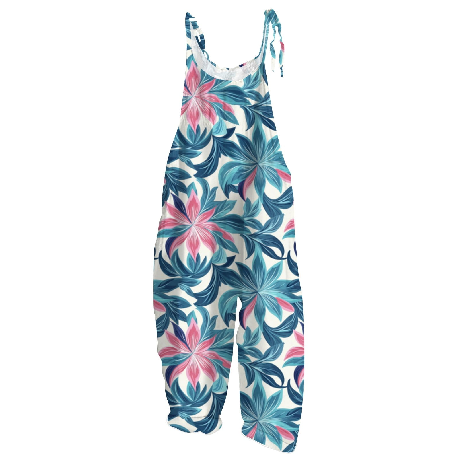 Plus Size Jumpsuit for Curvy Women Cotton Linen Hawaiian Casual Long ...