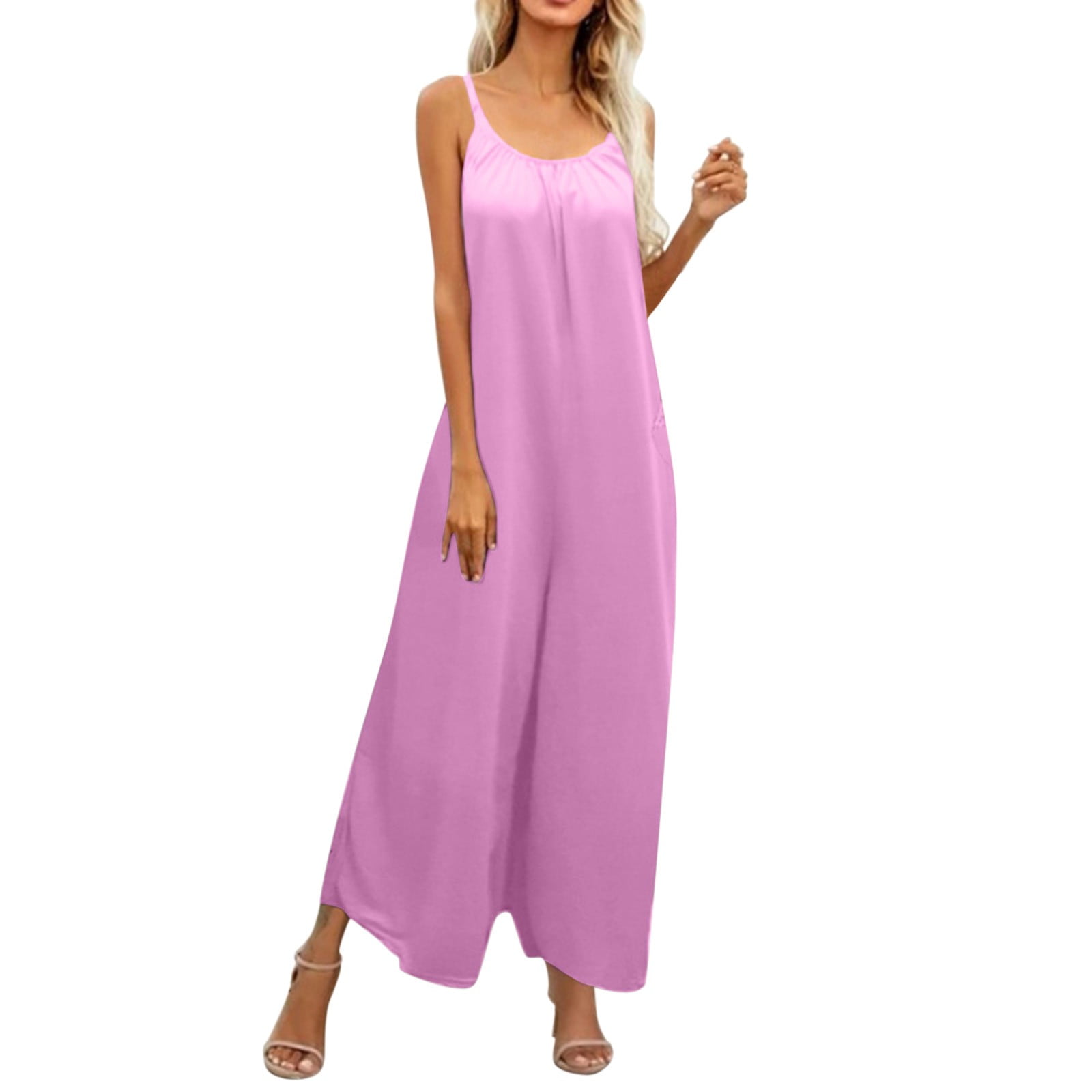 Plus Size Jumpsuits Women Summer Jumpsuit With Straps Flowy Loose Fit ...