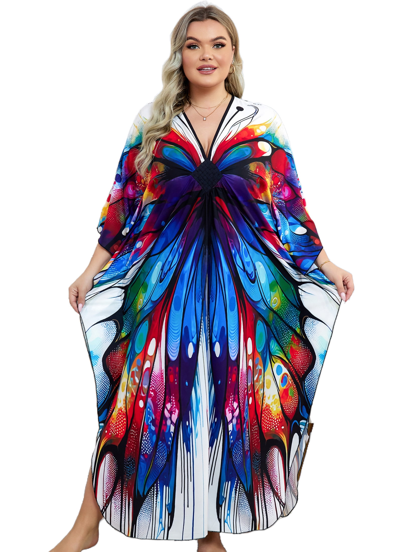 Plus Size Kaftan Dresses for Women Long Caftan Loungewear Maxi Beach ...