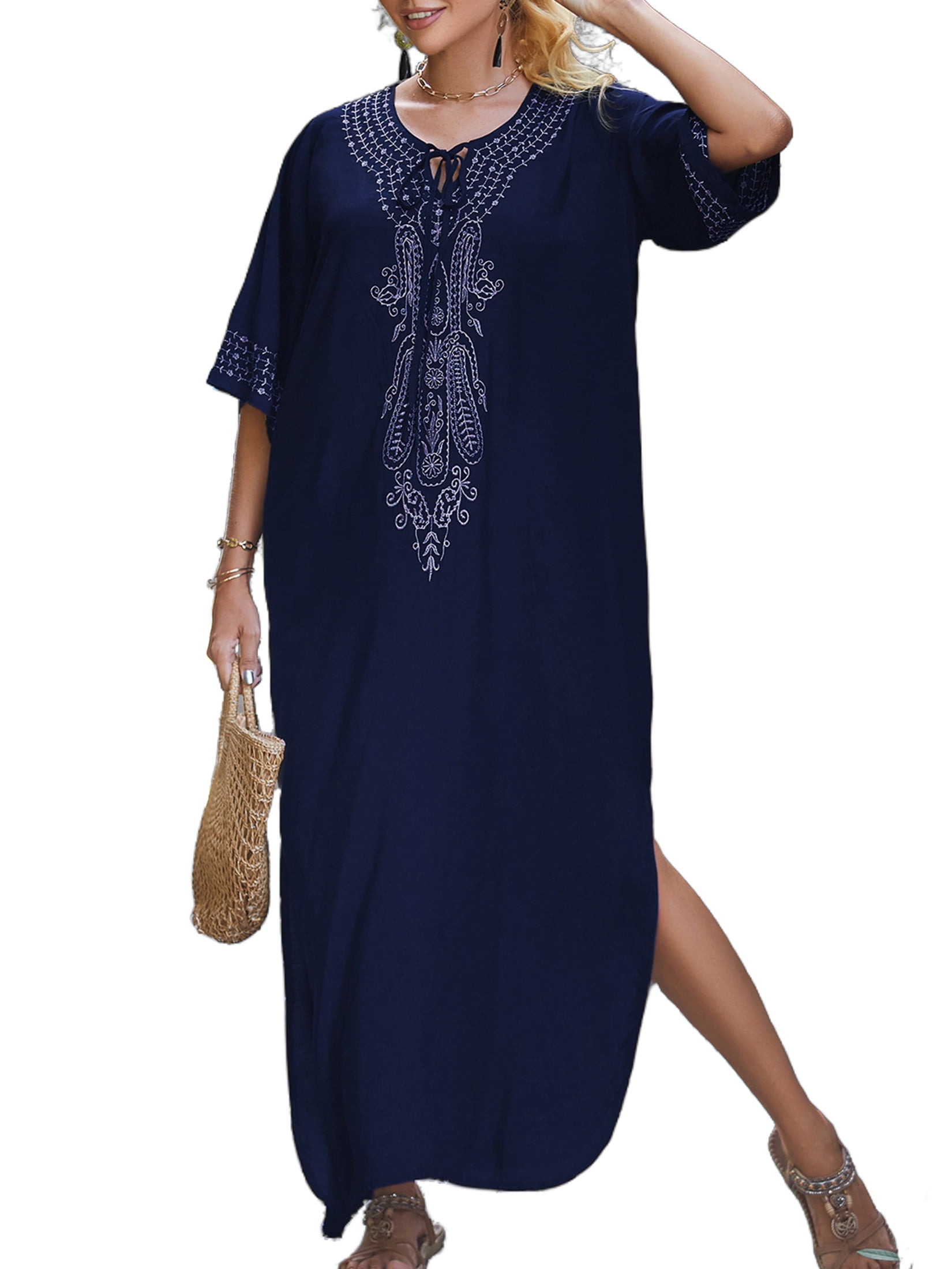 Plus Size Kaftan Dresses for Women Beach Caftan Loungewear Mexican ...