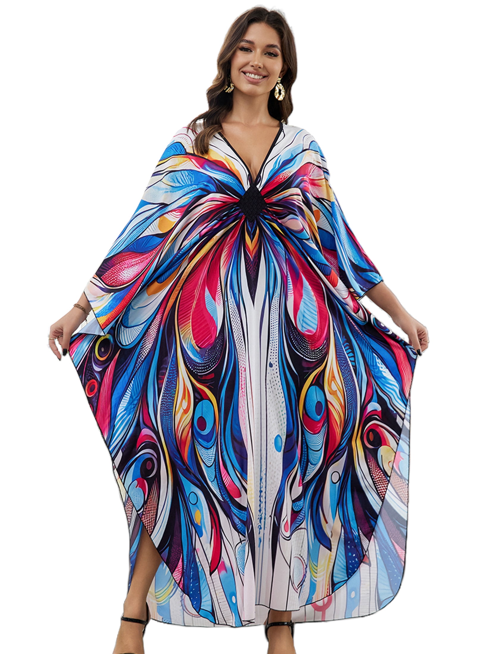 Plus Size Kaftan for Women Print Summer Caftan Loungewear Maxi Beach ...