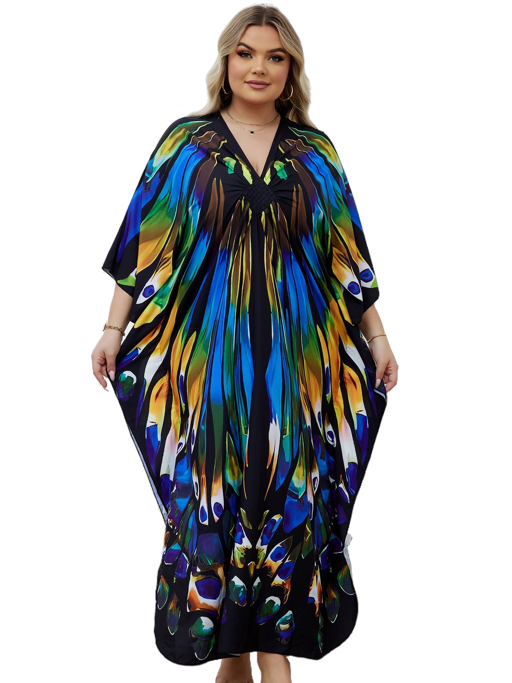 Plus Size Kaftan for Women Print Summer Caftan Loungewear Maxi Beach ...