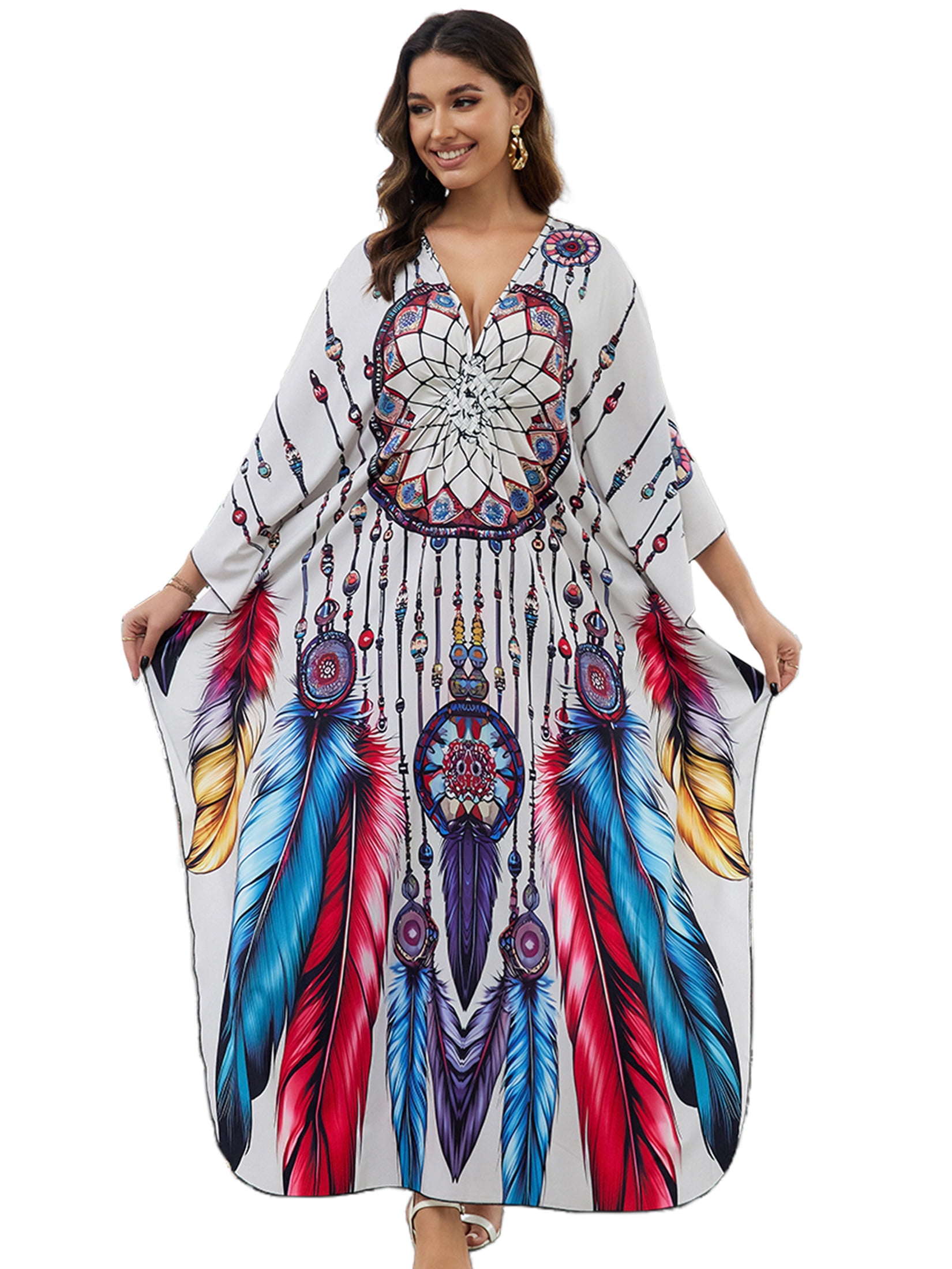 Plus Size Kaftan for Women Print Summer Caftan Loungewear Maxi Beach ...