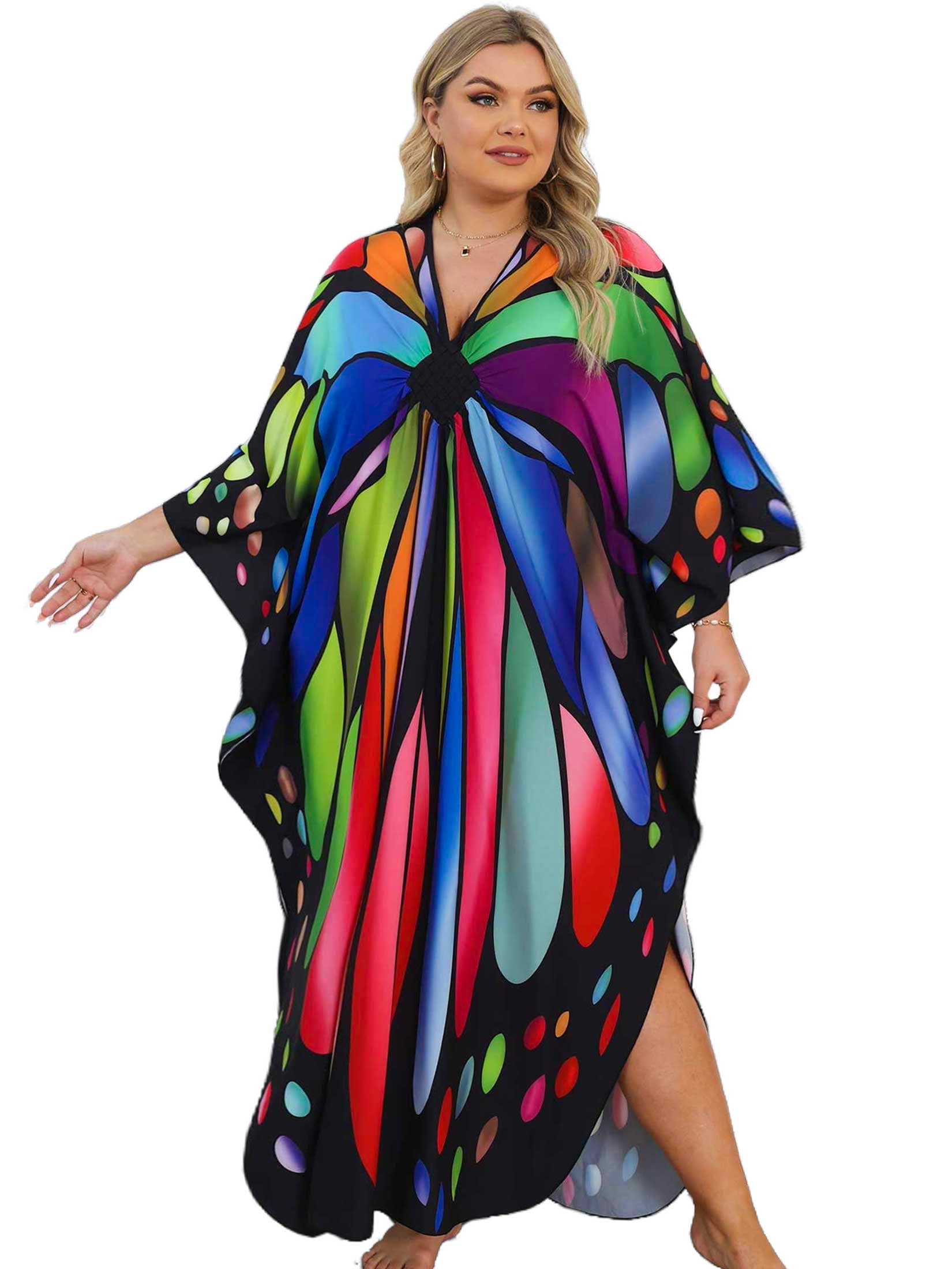 Plus Size Kaftan for Women Print Summer Caftan Loungewear Maxi Beach ...