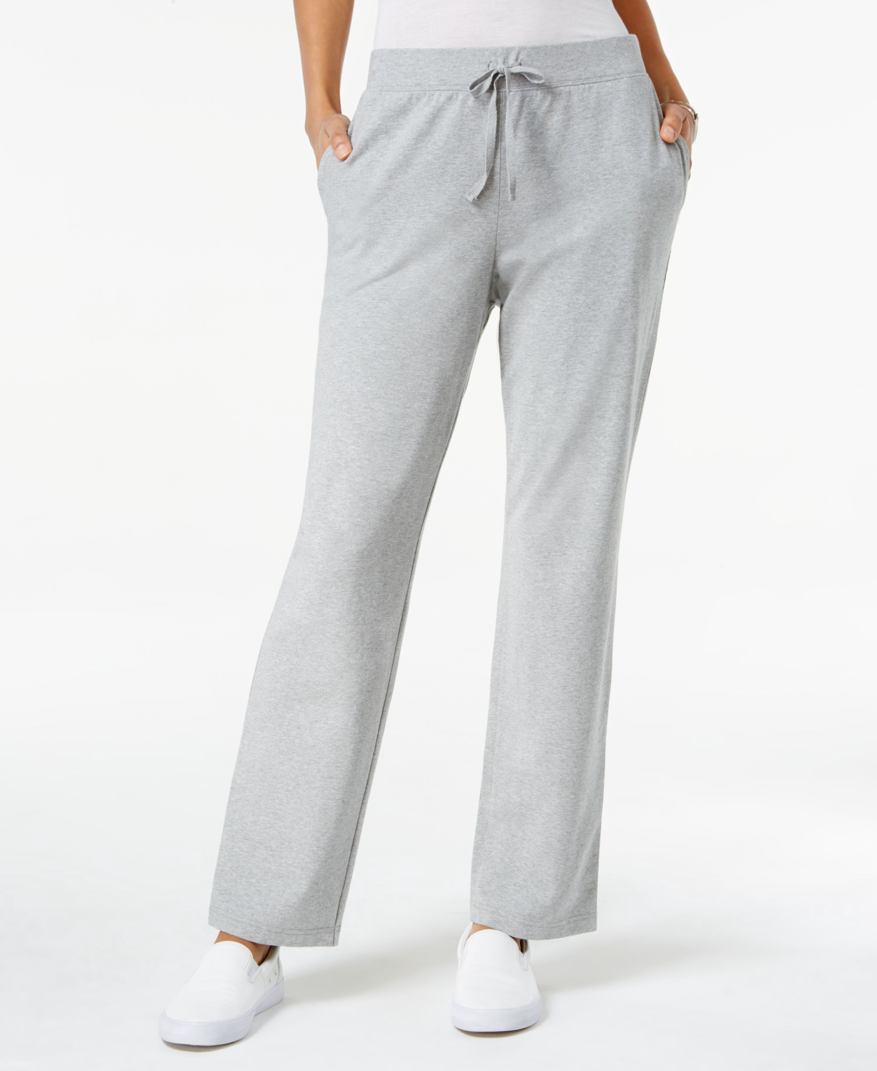 Plus Size Knit Drawstring Pants Smoke Grey Heather 2X - Walmart.com