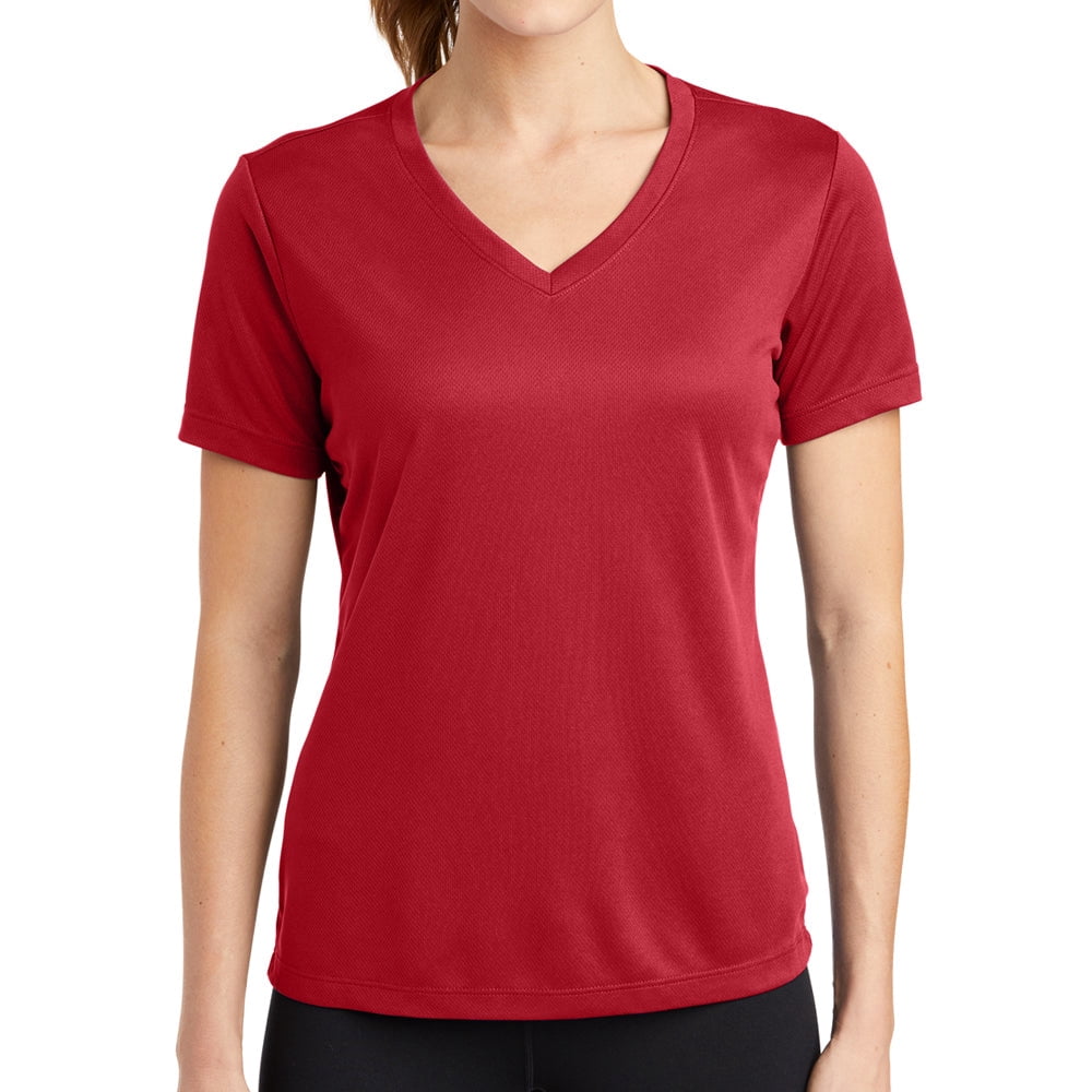 Plus Size Ladies Big Size Mesh V-Neck T-Shirt - True Red 2XL - Walmart.com