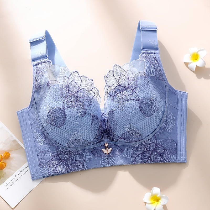 Plus Size Ladies Bra Thin Lace Seamlessly Pushed On Solid Color ...