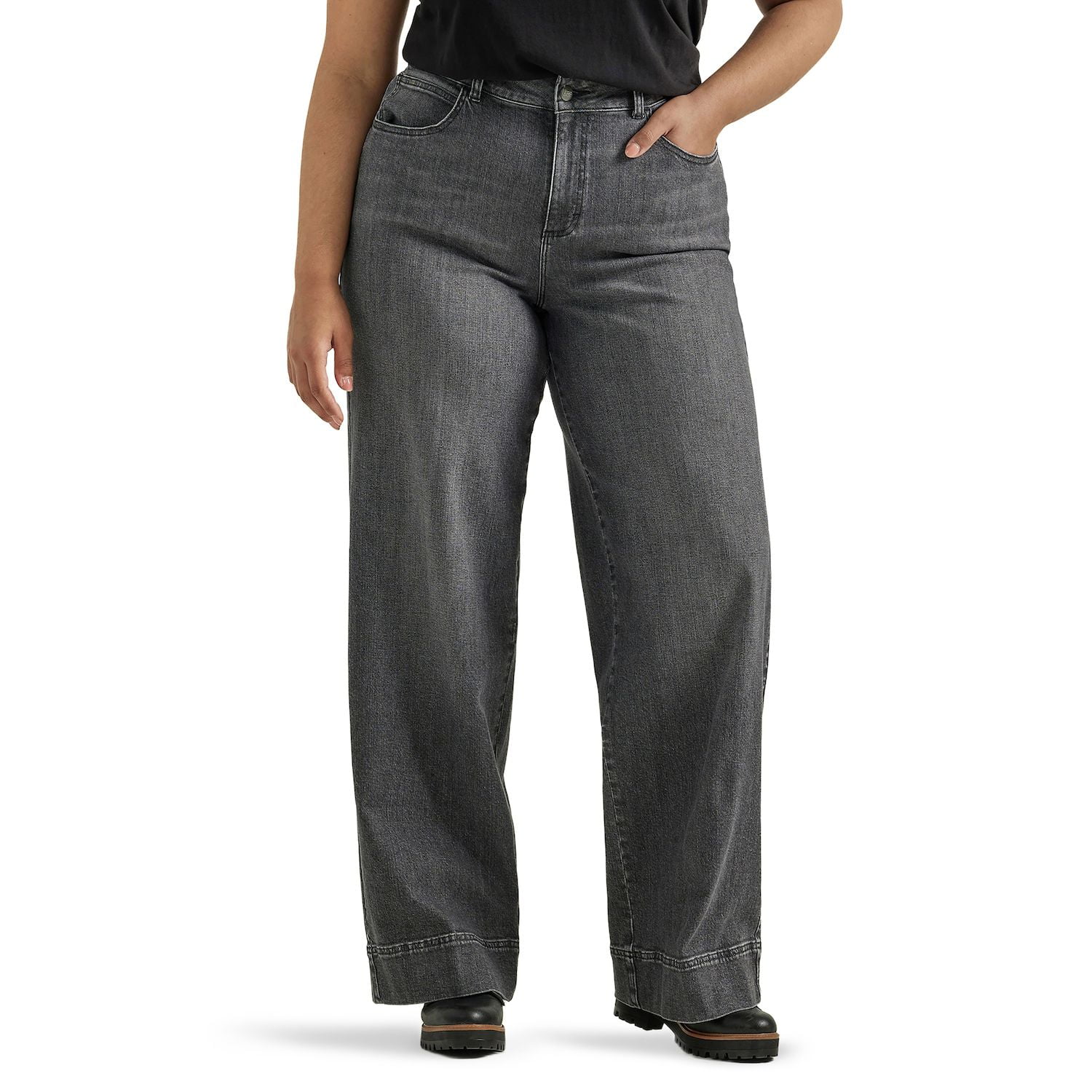 Plus Size Lee® Legendary Wide Leg Trouser Jeans Color: Blurred Darks Size: 22W T/L - Walmart.com