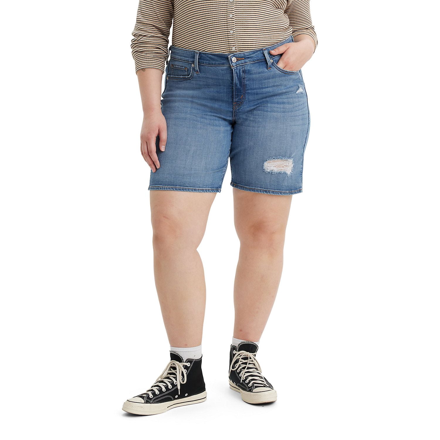 Levi Strauss & Co by Levi's Women's Plus Size Mid Length Distressed ...