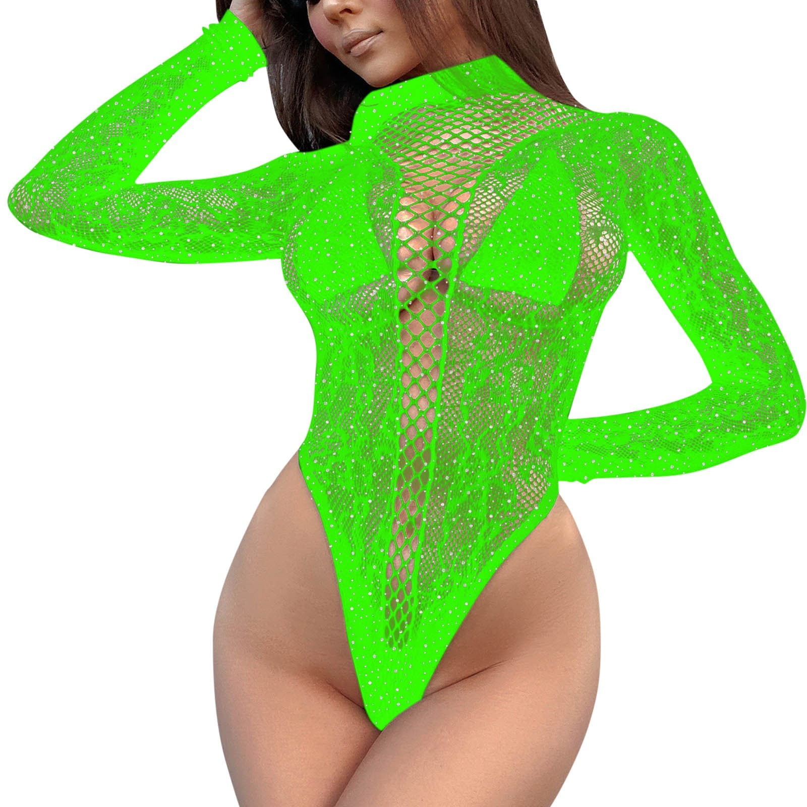 Plus Size Lingerie Fun Lingerie Pajamas Mesh Clothes Long Sleeved Hollowed Out Mesh Clothes
