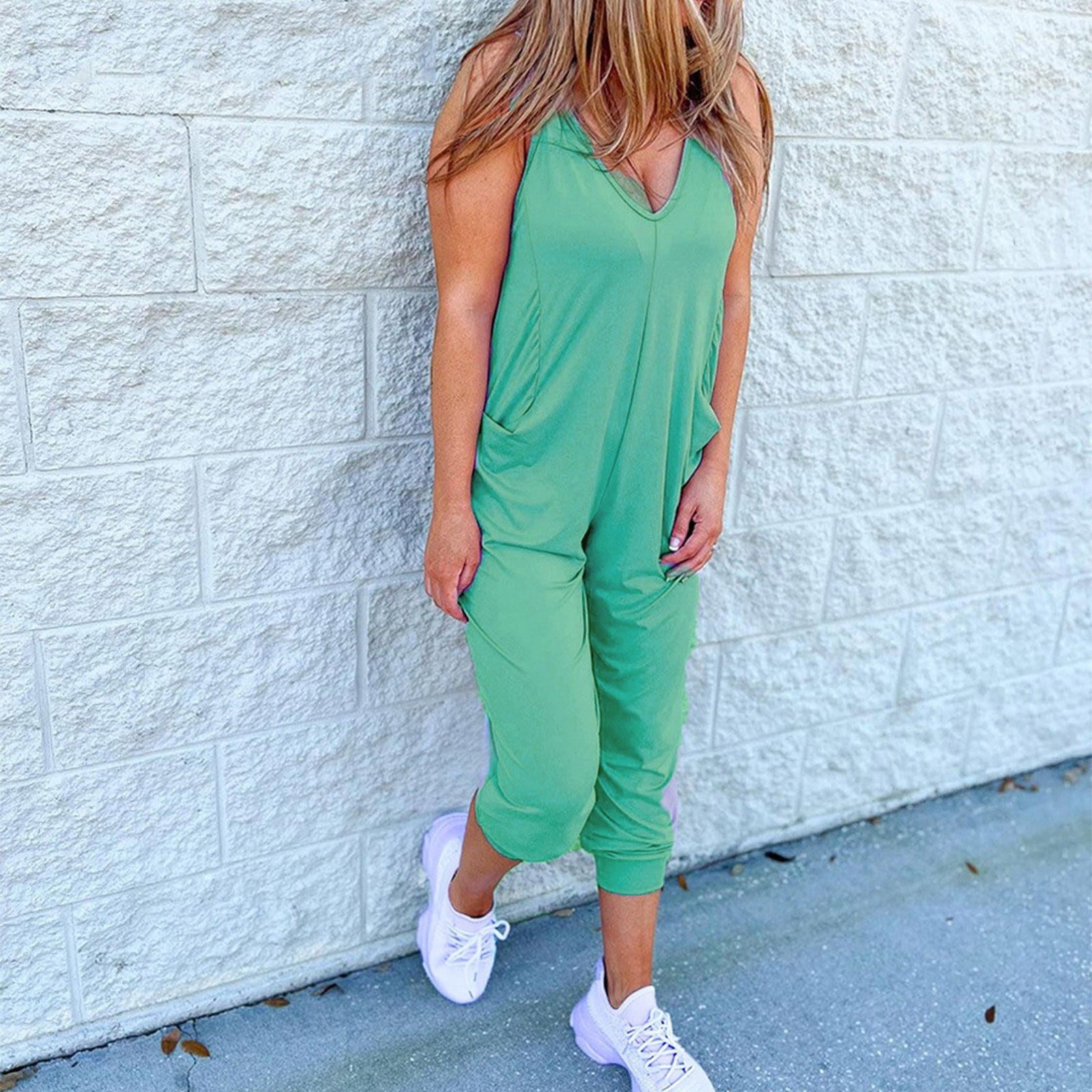 Plus Size Loose Fit Rompers,Casual Summer Plus Size Spaghetti Strap ...