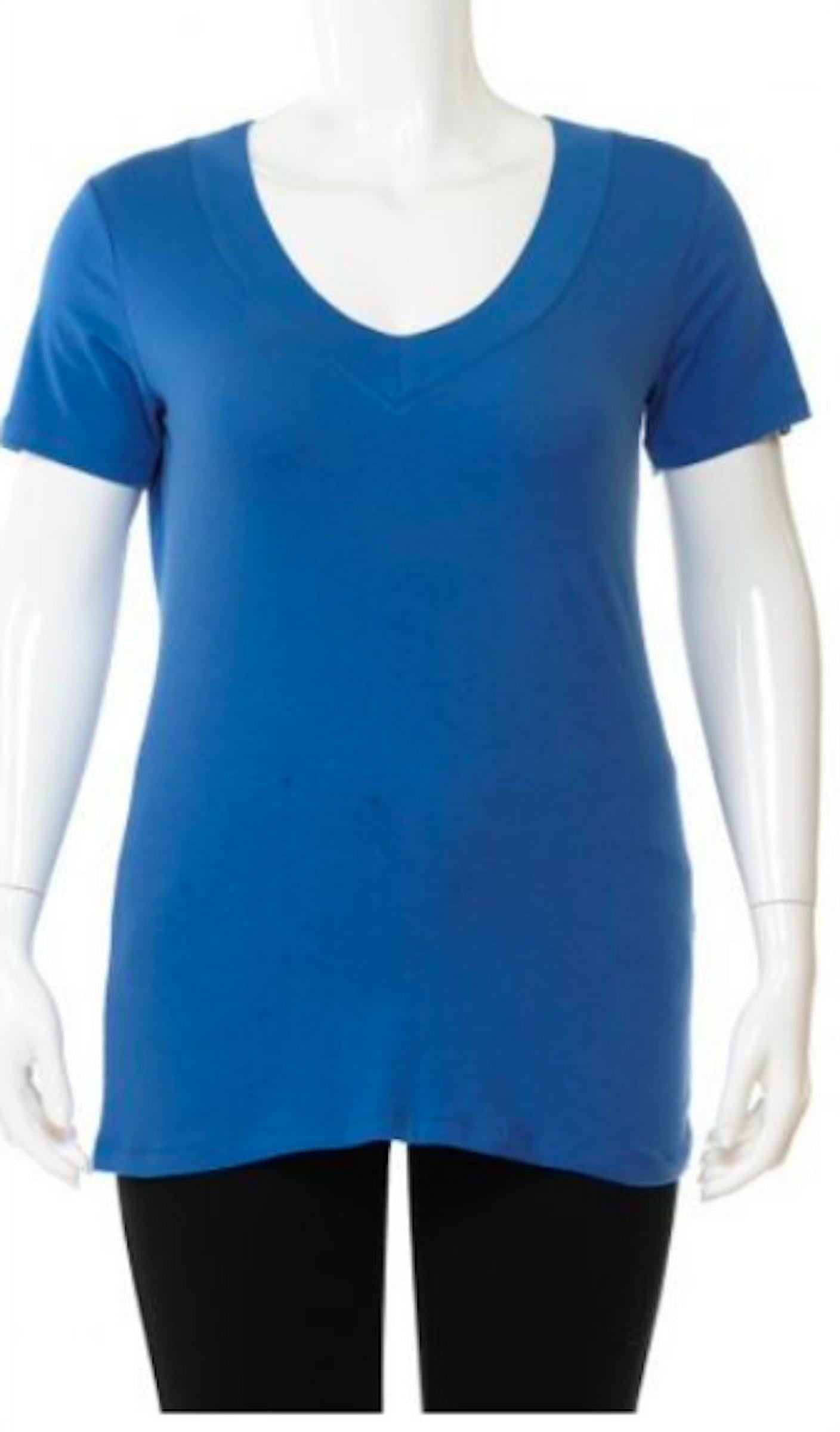 Plus Size Low-Cut Cleavage Wide Band V-Neck T-Shirt Short Sleeve Tee ...