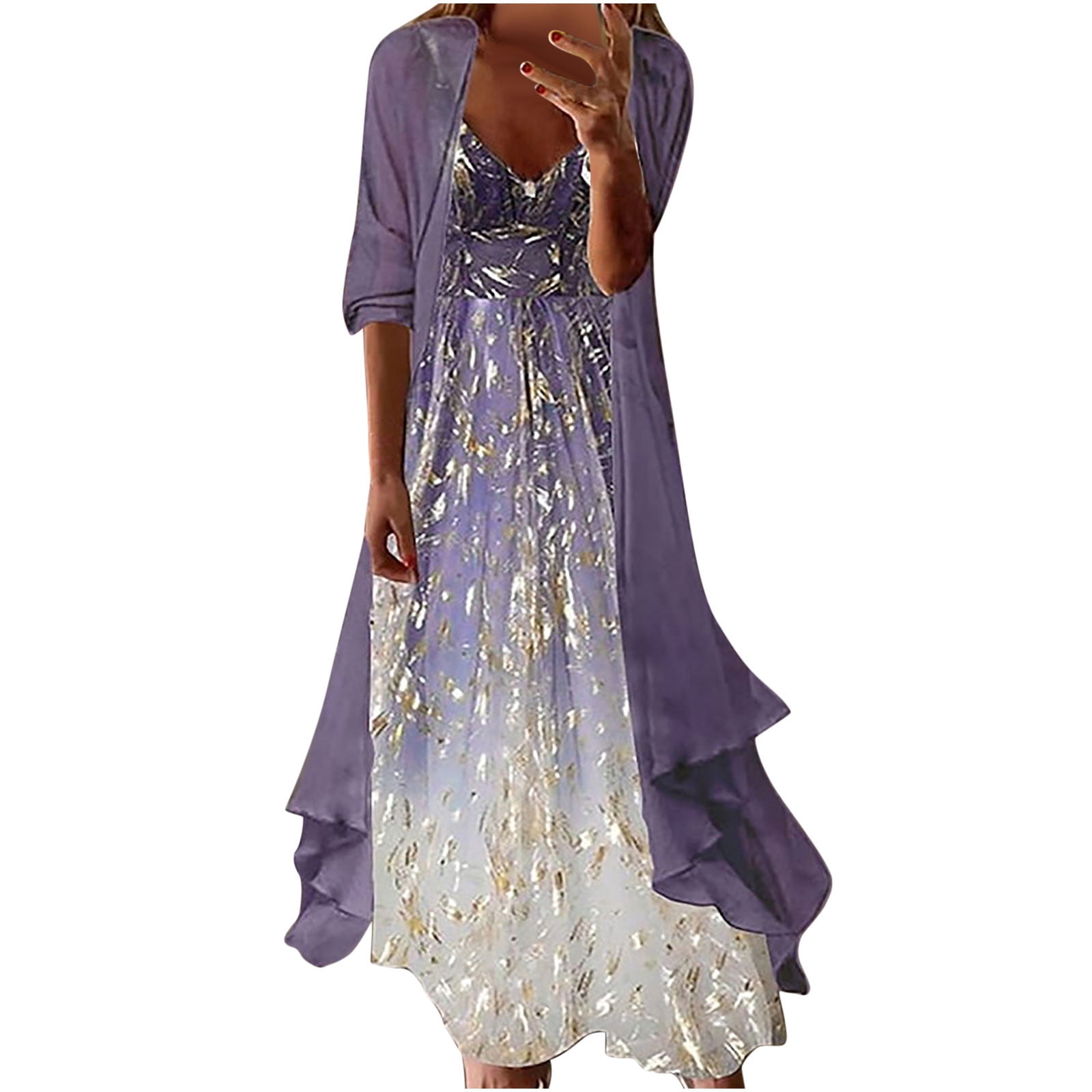 Plus Size Maxi Dress for Women Shiny Flowy Summer V Neck Sexy Long Cami ...
