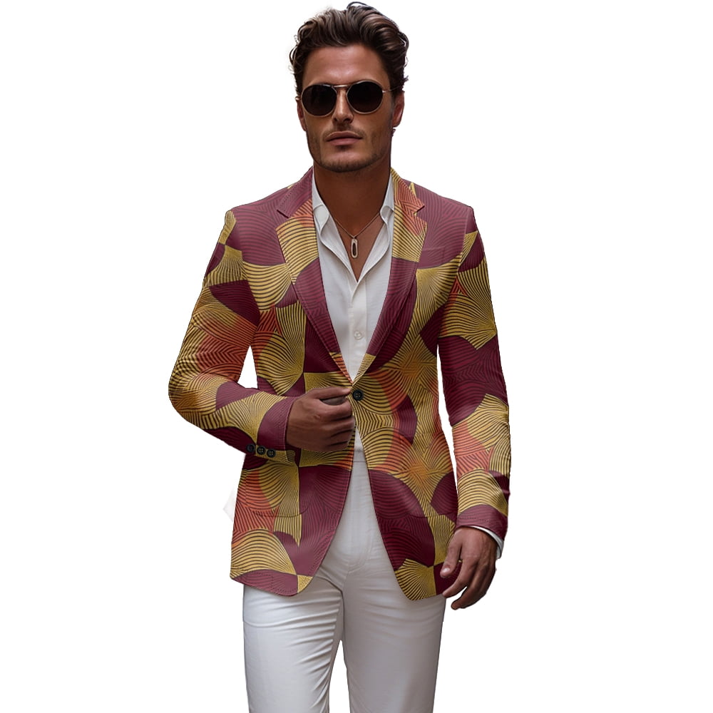 Plus Size Men's Suit Arc Texture Color Print Jacket Lightweight ...