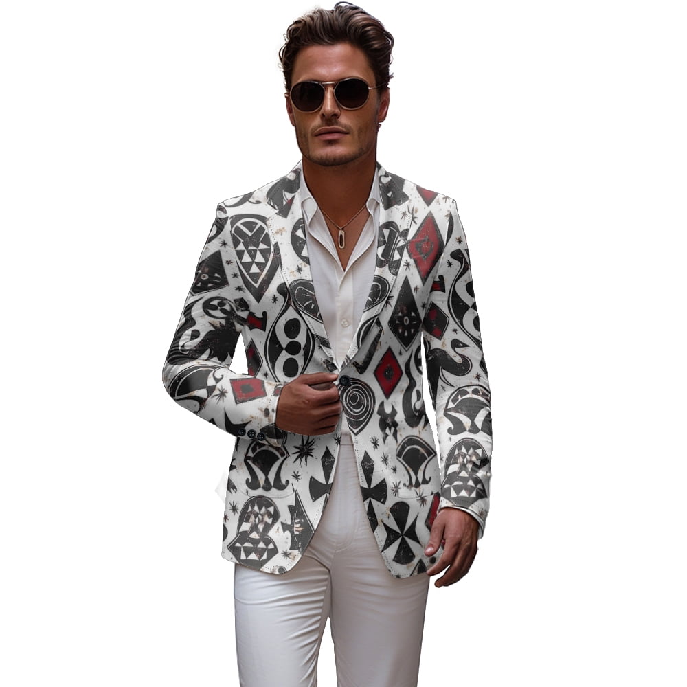 Plus Size Men's Suit Personalized Iconic Color Printed Jacket Slim Fit ...