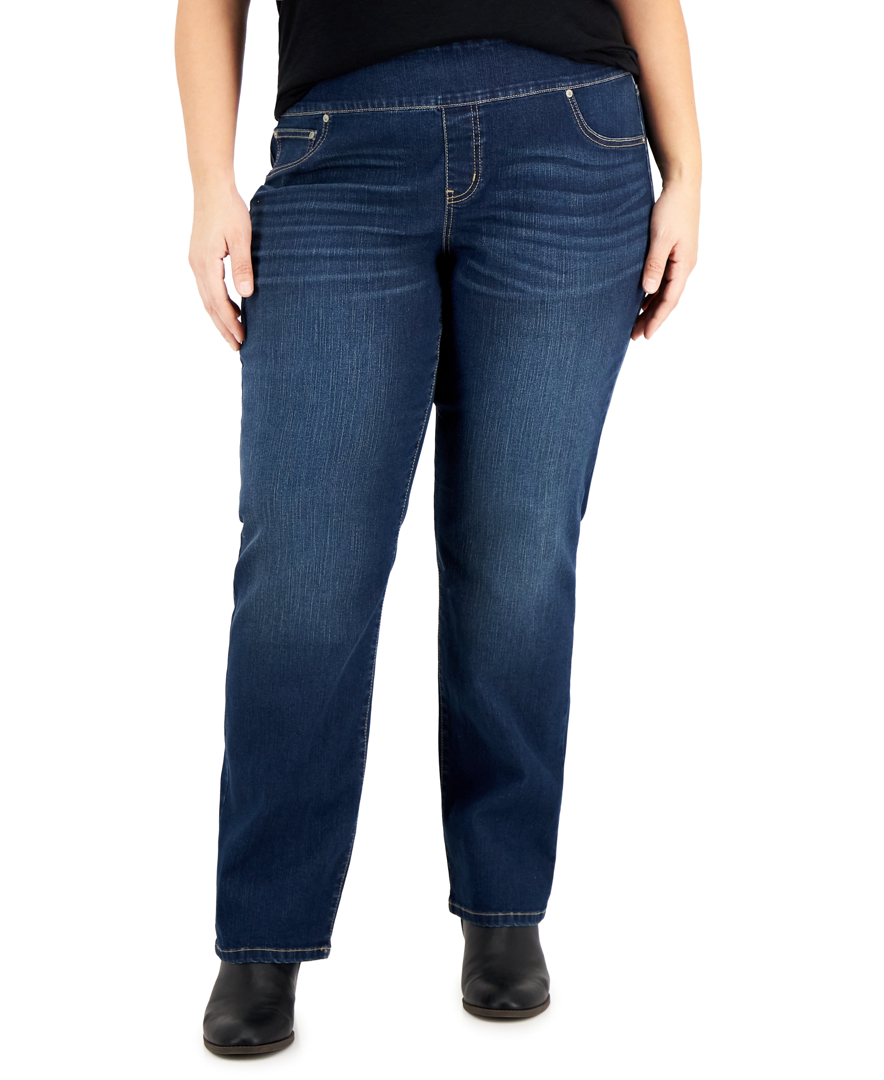 Plus Size Mid-Rise Pull On Straight Leg Jeans Memphis 24W - Walmart.com