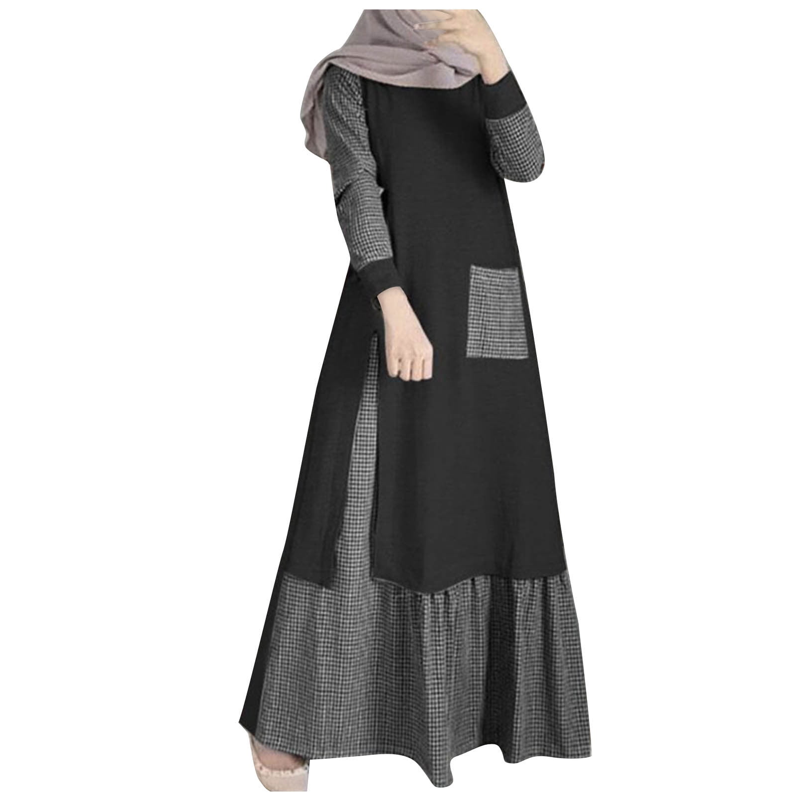 Plus Size Muslim Islamic Dress for Women Modest Long Sleeve Abaya ...