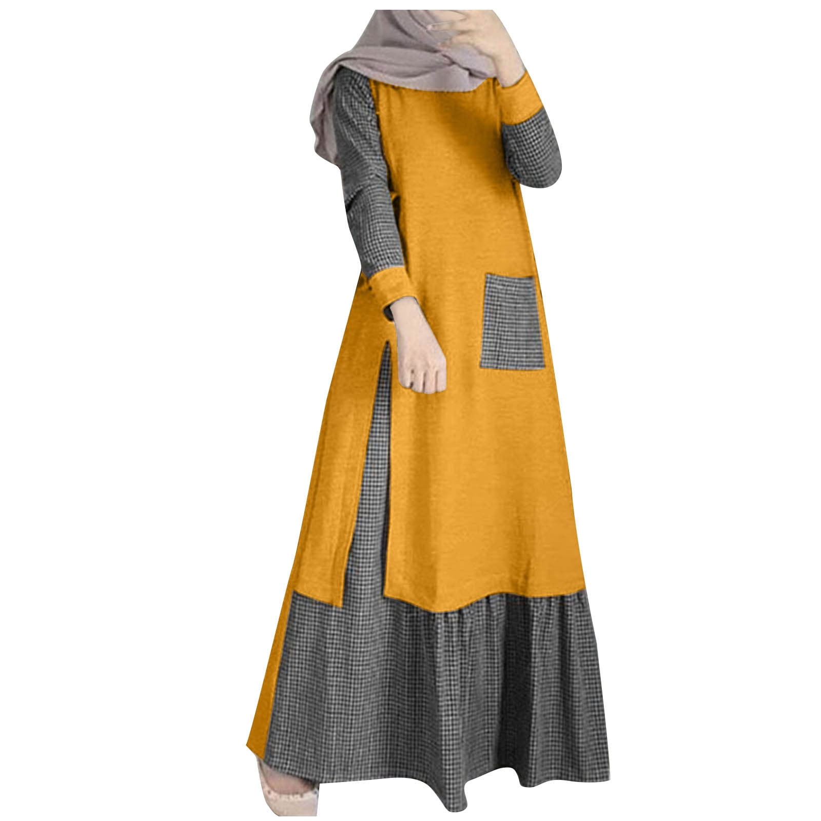 Plus Size Muslim Islamic Dress for Women Modest Long Sleeve Abaya ...